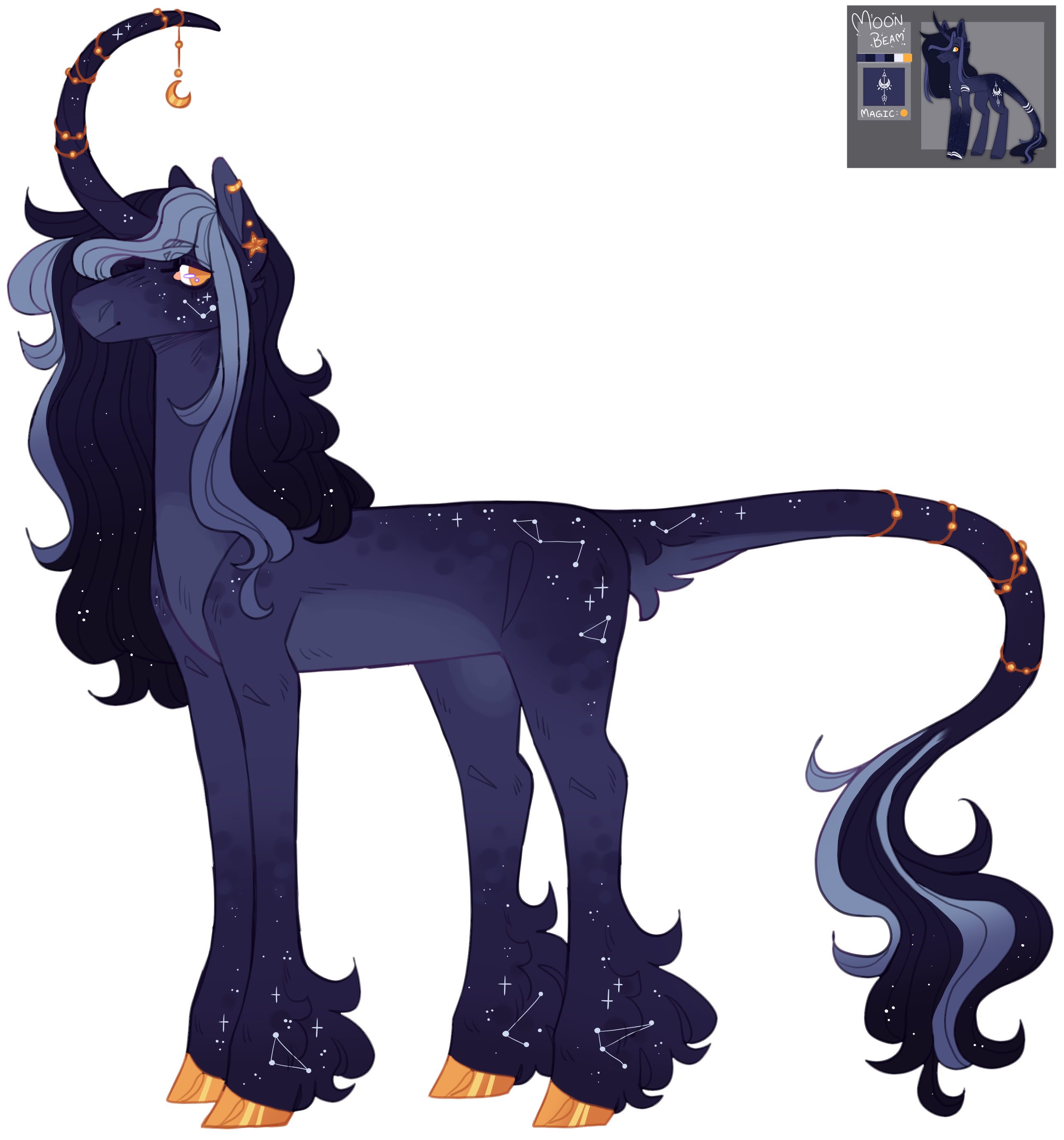 #3610012 - safe, artist:sleepy-nova, oc, oc only, oc:moon beam, pony, unicorn, curved horn ...