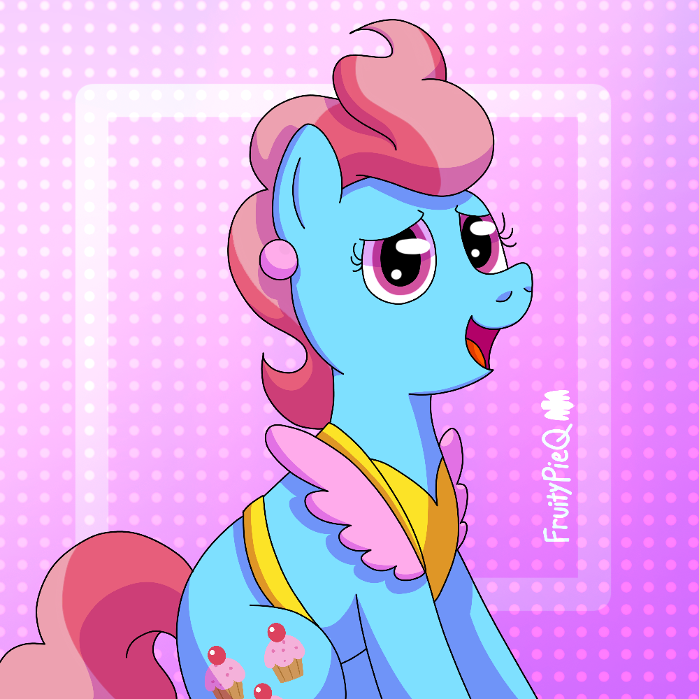 #3610328 - safe, artist:fruiitypieq, cup cake, earth pony, pony, g4, female, gradient background ...