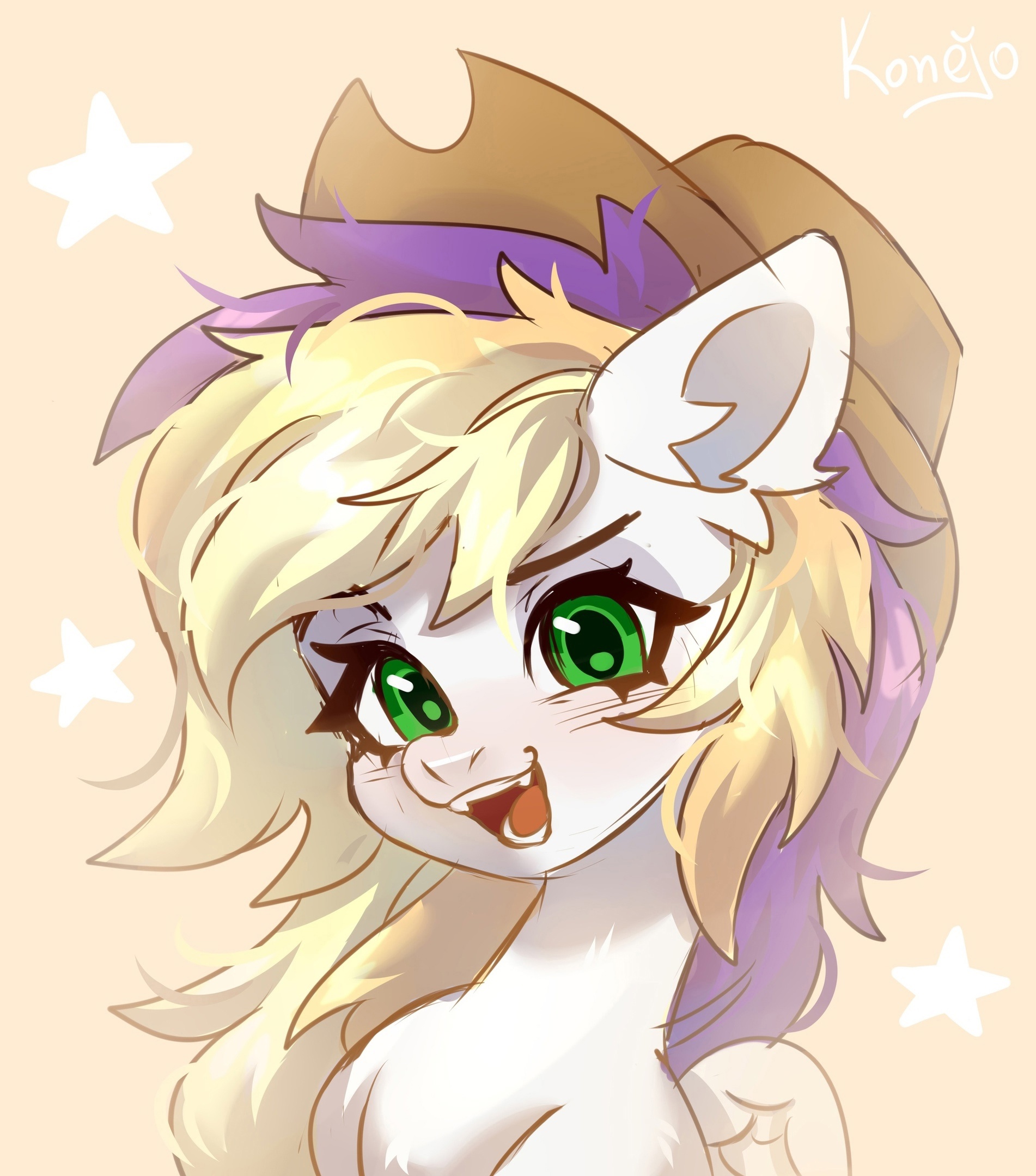 #3610573 - safe, artist:konejo, oc, oc only, pony, hat, looking at you, solo - Derpibooru