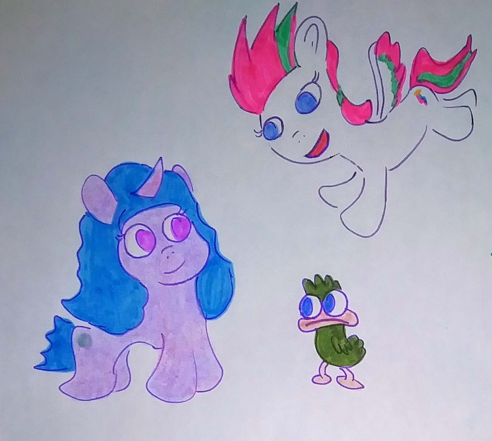 #3611471 - safe, artist:dex stewart, izzy moonbow, zipp storm, bird ...