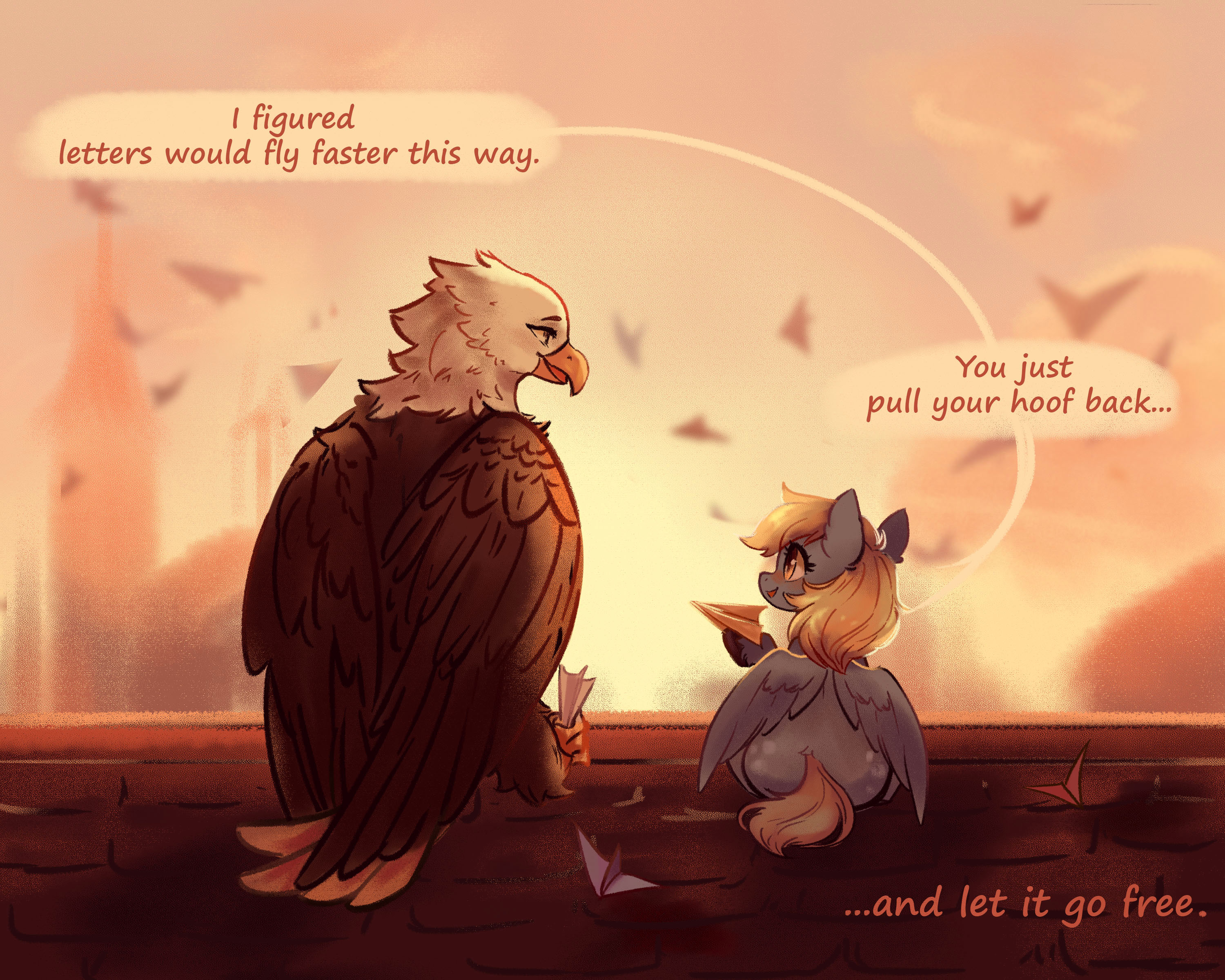 #3611791 - safe, artist:polnocnykot, derpy hooves, bird, eagle, pegasus ...