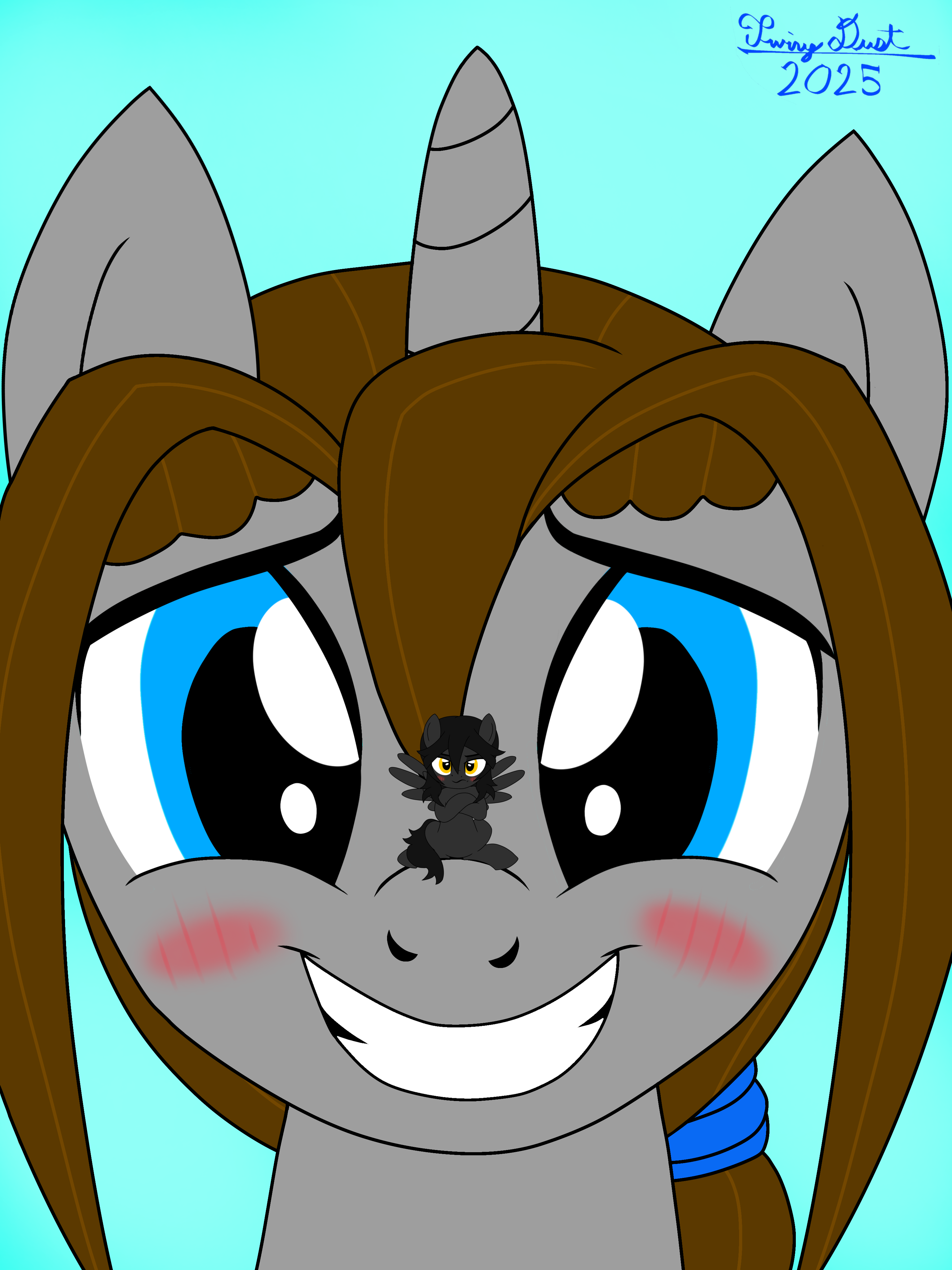 #3612119 - safe, artist:twiny dust, oc, oc only, oc:dust, oc:eclipse, pegasus, pony, unicorn, g4 ...