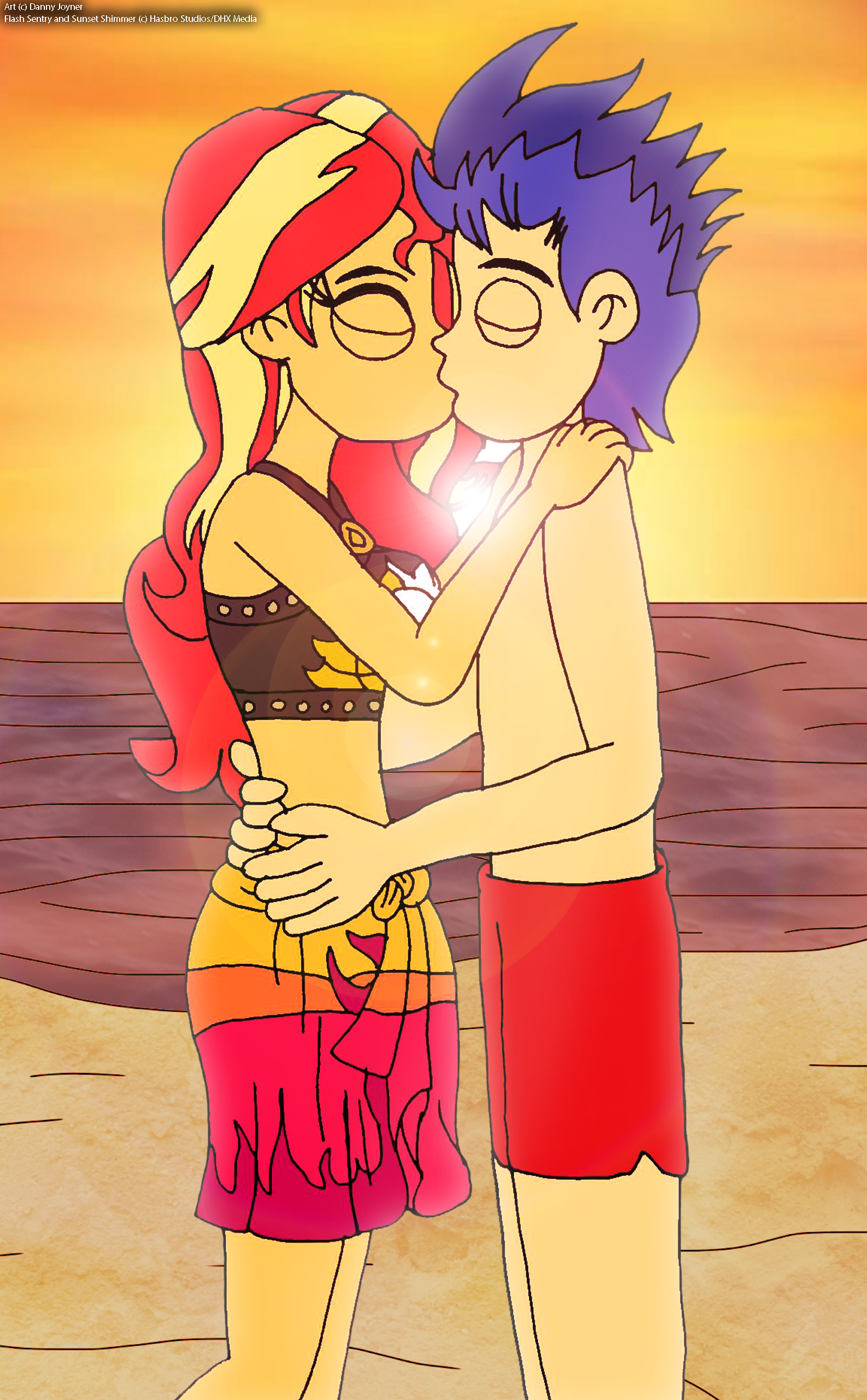 #3612266 - safe, artist:rdj1995, flash sentry, sunset shimmer, equestria girls, g4, female ...