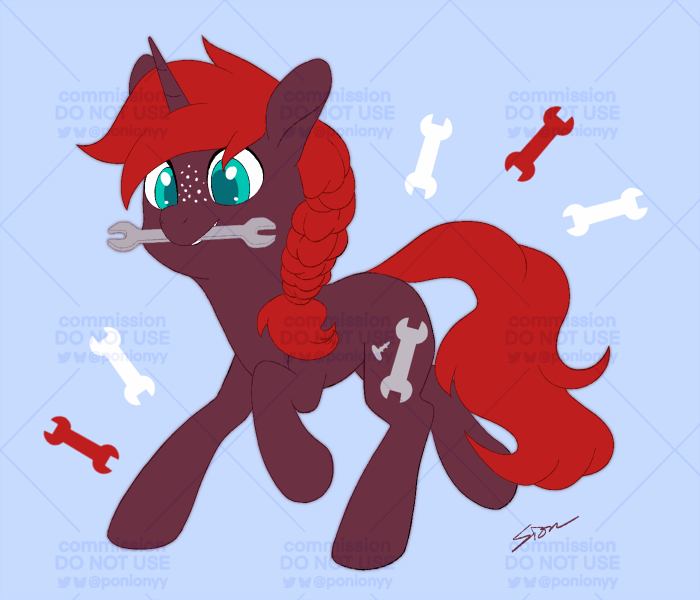 #3598458 - safe, artist:sion, oc, oc only, pony, unicorn, horn, mouth hold, solo, unicorn oc ...