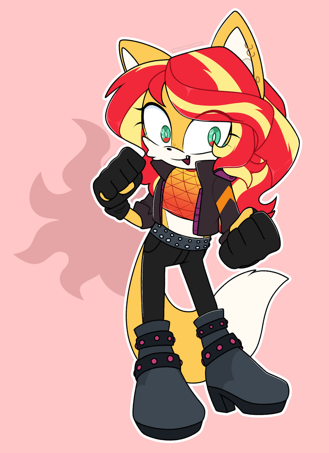 #3615113 - safe, artist:fieldofcloverz, fox, mobian, boots, clothes ...