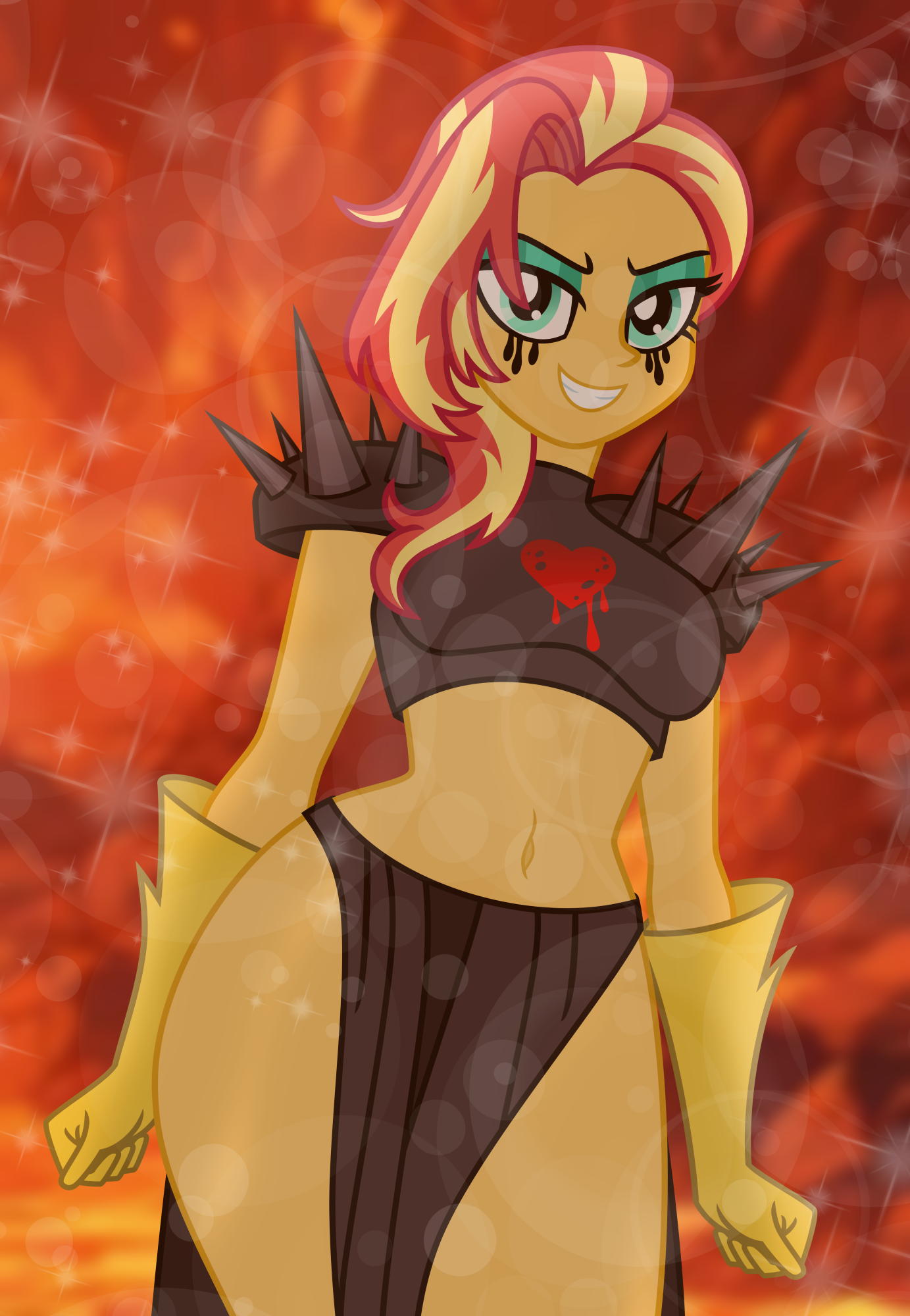 #3615233 - safe, artist:emeraldblast63, sunset shimmer, human, equestria girls, g4, belly, belly ...