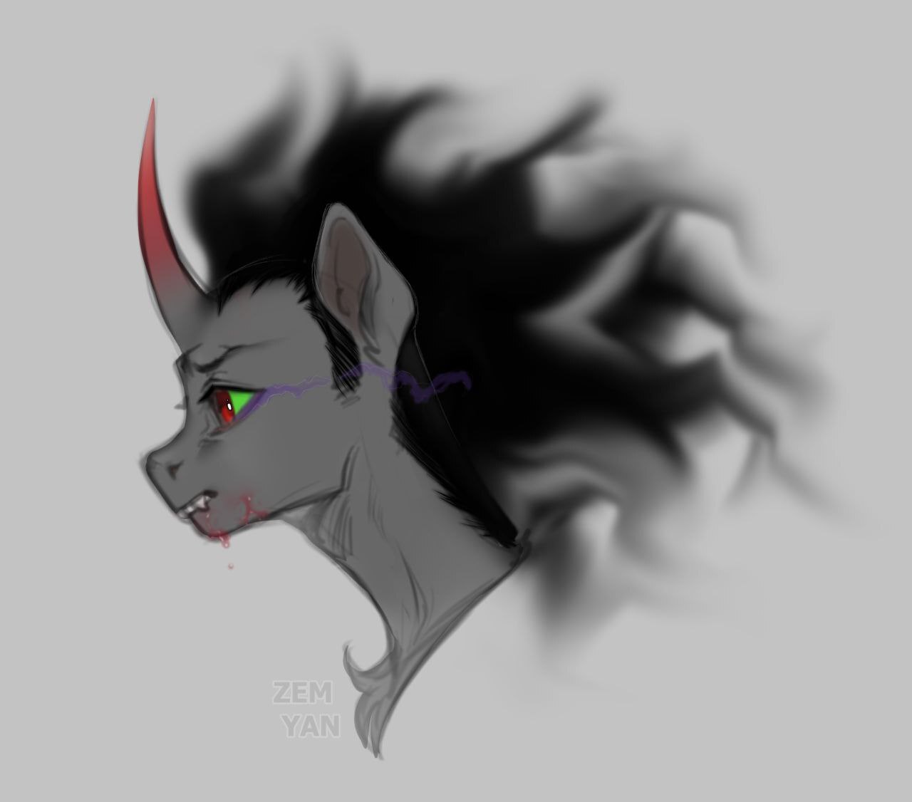 #3600931 - safe, artist:zemyan, king sombra, umbrum, unicorn, g4, blood ...