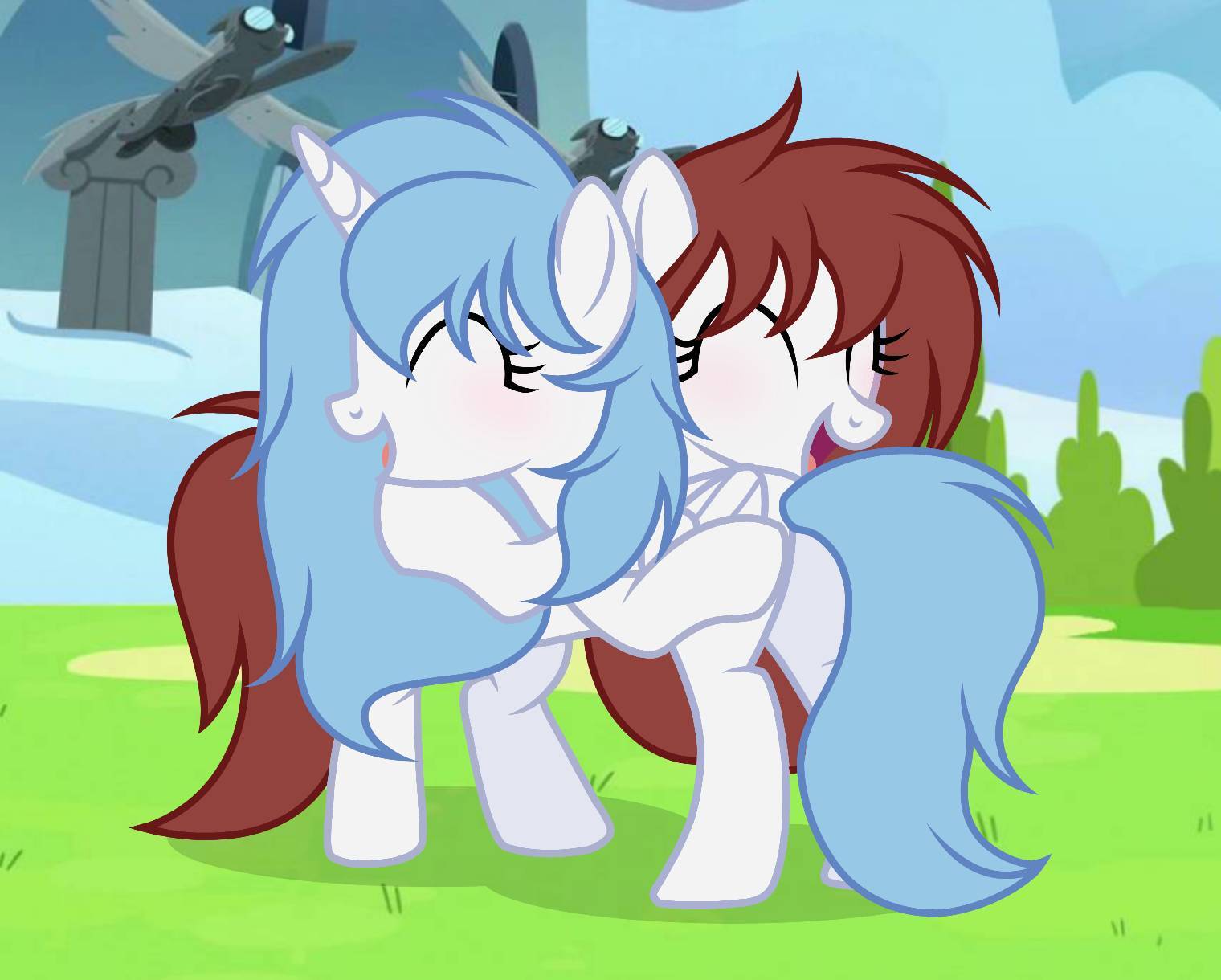 #3601877 - safe, artist:cstrawberrymilk, oc, oc only, alicorn, pony, female, hug, mare - Derpibooru