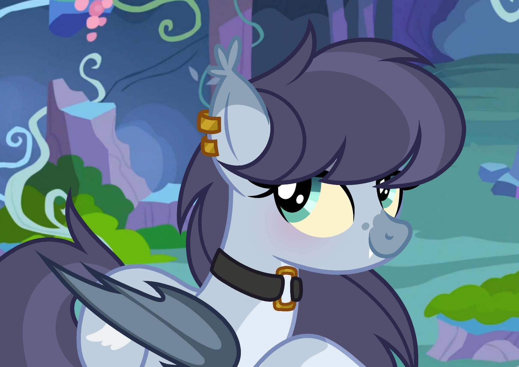 #3601879 - safe, artist:cstrawberrymilk, oc, oc only, bat pony, pony, g4, choker, female, mare ...