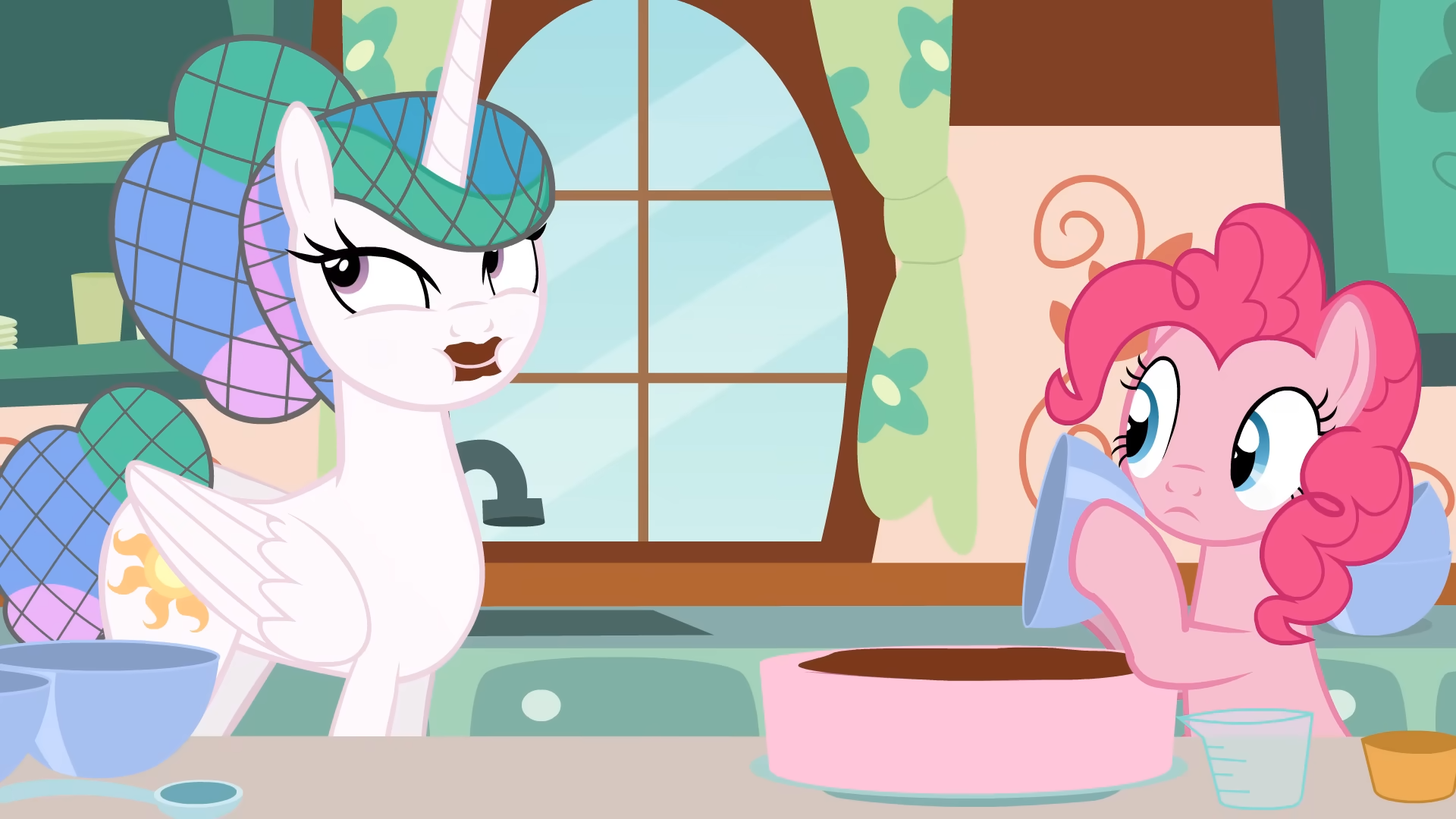 #3621296 - safe, artist:forgalorga, pinkie pie, princess celestia ...