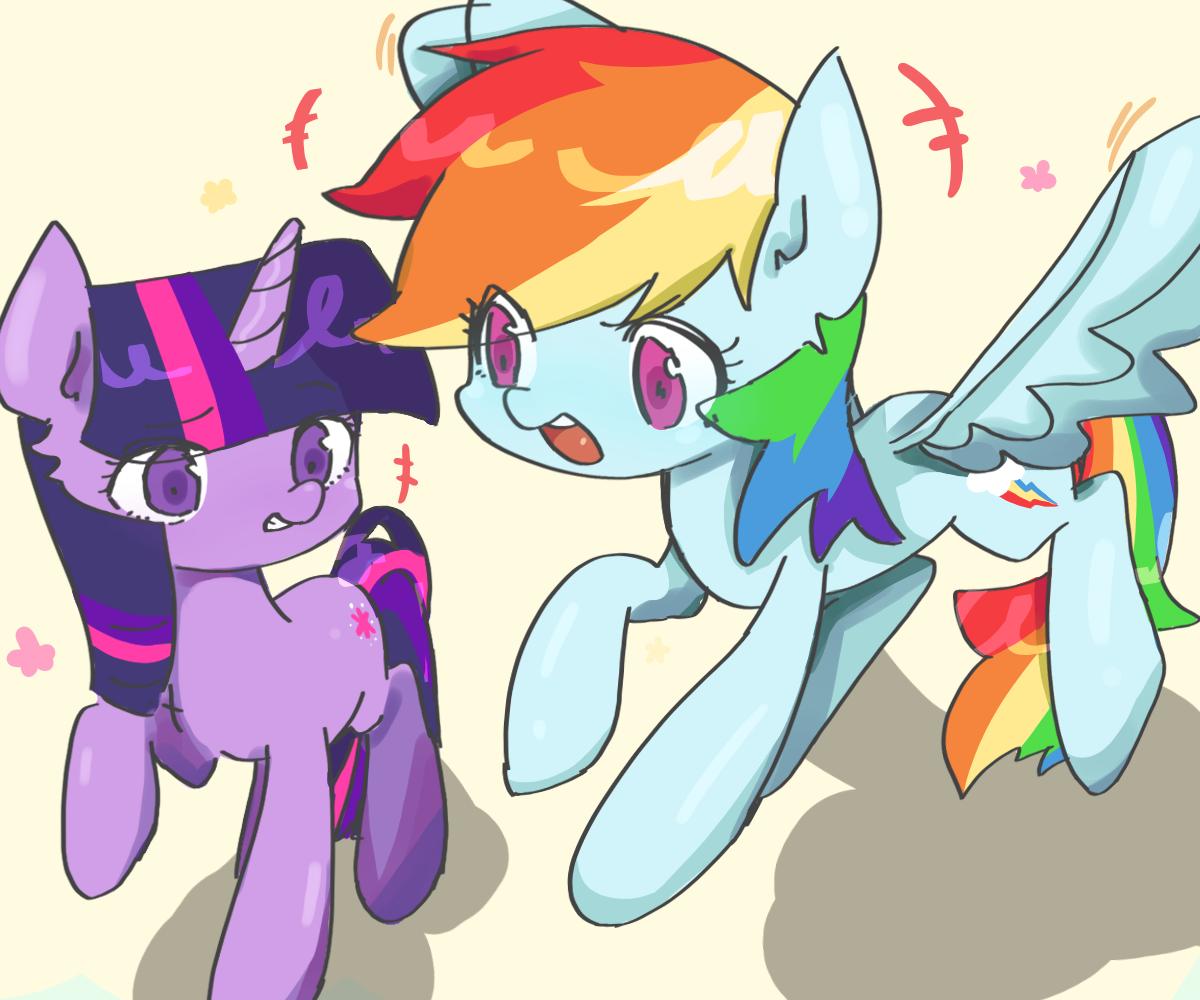 #3621383 - safe, artist:770nanao15, rainbow dash, twilight sparkle, pegasus, pony, unicorn, g4 ...