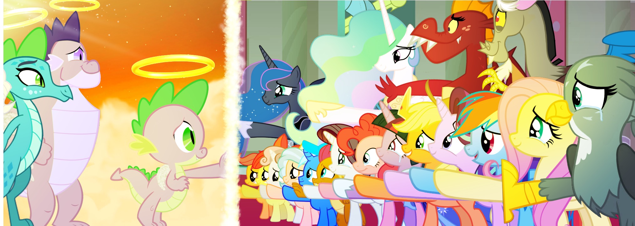 #3623492 - safe, artist:nasoupoliticien, apple bloom, applejack, cozy glow, discord, fluttershy ...