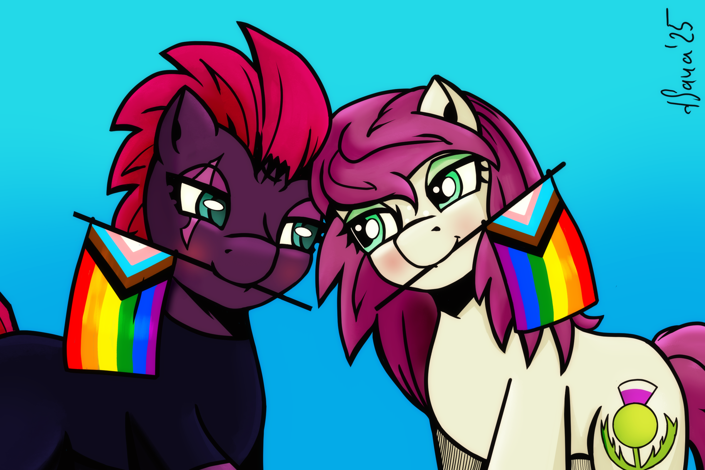 #3623787 - safe, artist:dsana, fizzlepop berrytwist, tempest shadow, oc, oc:thistledown, earth ...