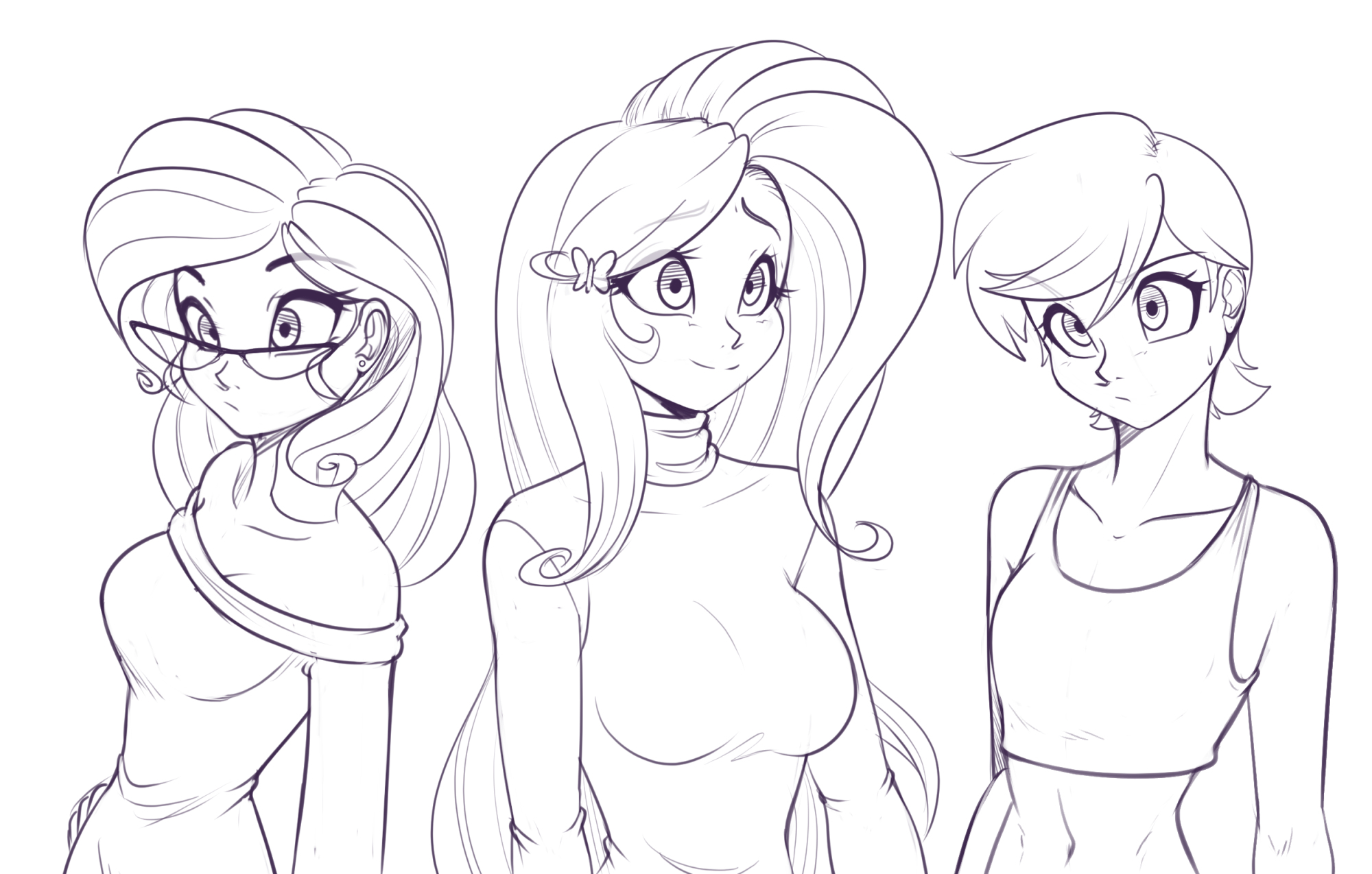 #3625534 - safe, artist:scorpdk, fluttershy, rainbow dash, rarity ...