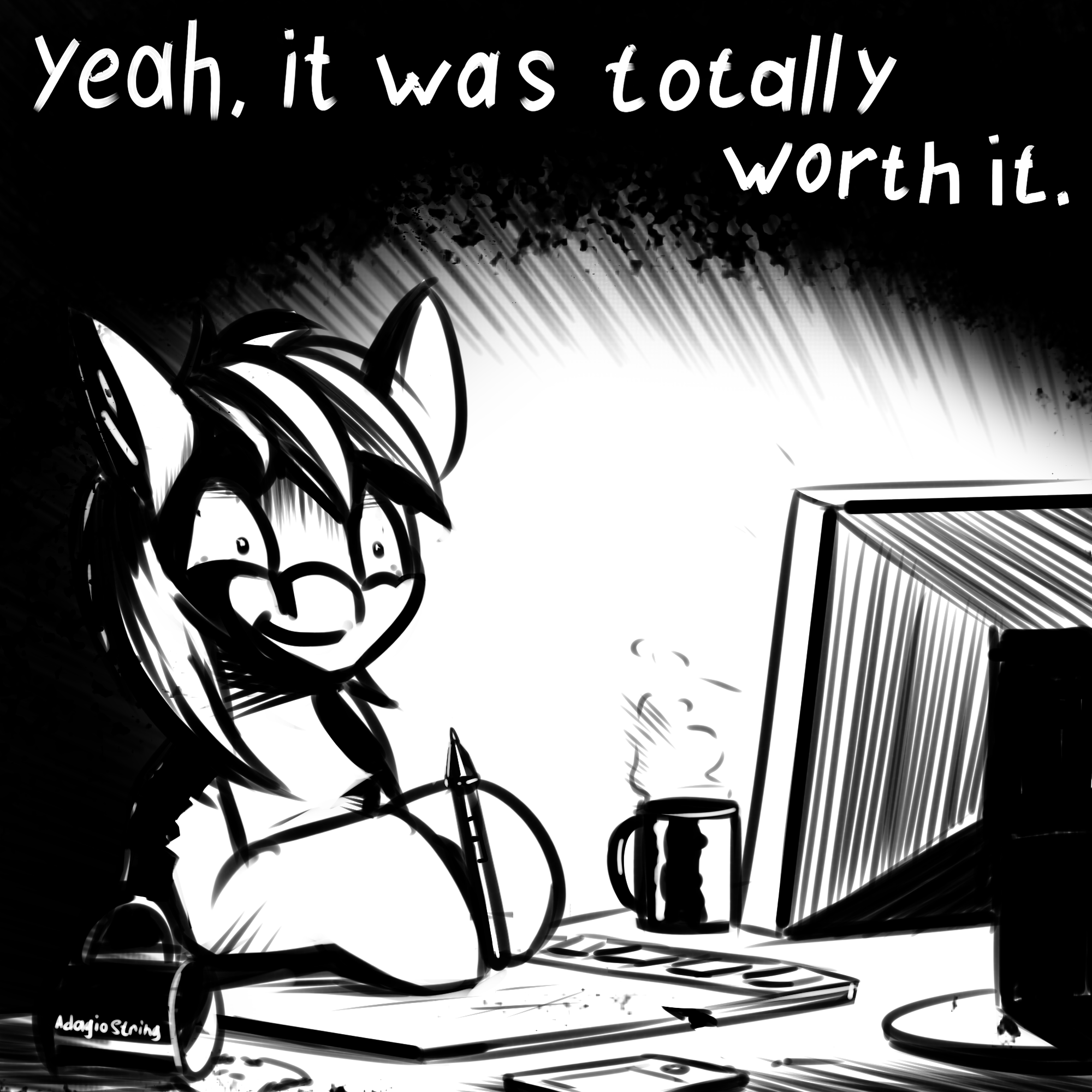 #3629538 - safe, artist:adagiostring, oc, pony, black and white, comic ...