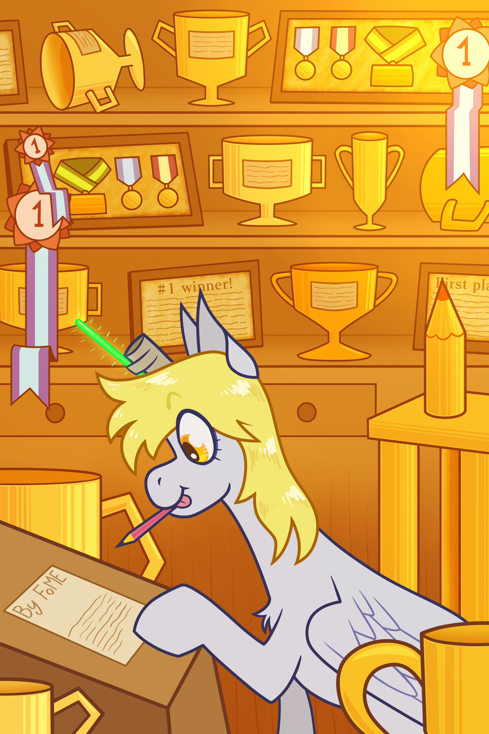 #3630023 - safe, artist:dapperlilarts, derpy hooves, pegasus, pony, g4, cardboard tube ...