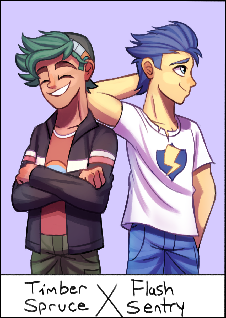 #3630182 - safe, artist:bkiltersot, flash sentry, timber spruce, human ...