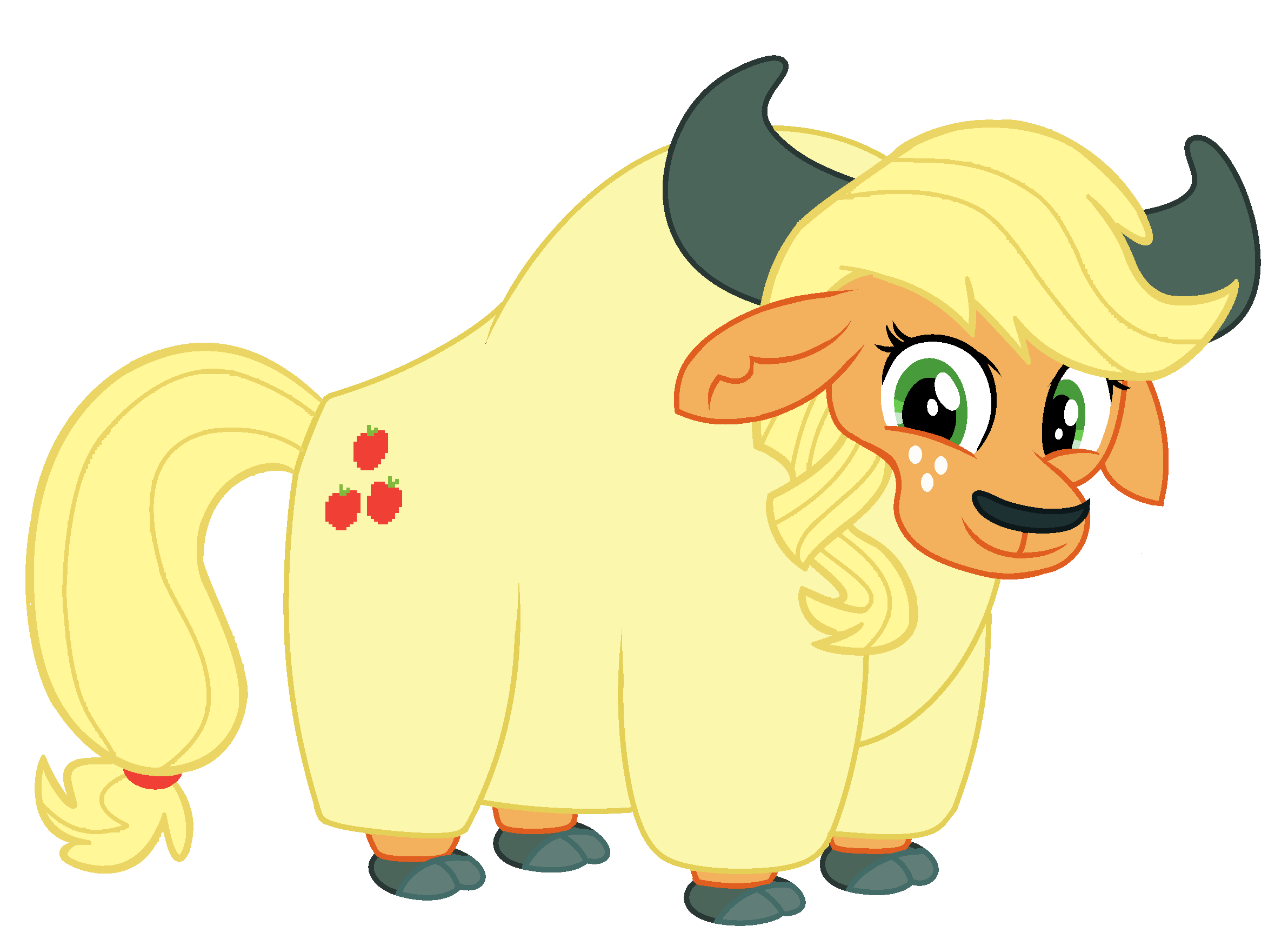 #3630882 - safe, artist:saulssj3, applejack, yak, g4, appleyak, female ...