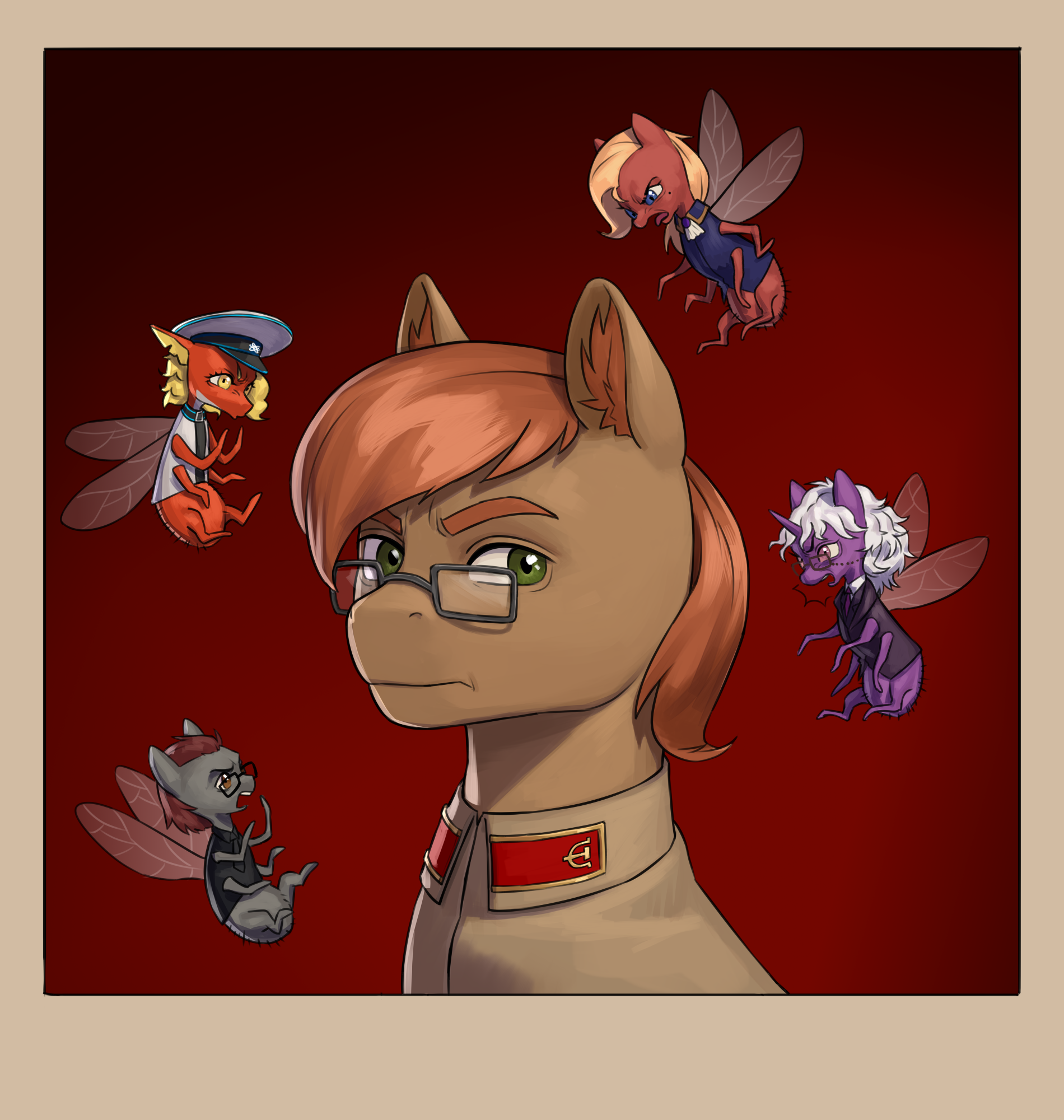 #3616727 - safe, artist:aldersmitch, oc, oc only, oc:dark wing, oc:eleanor laimova, oc:karamelka ...