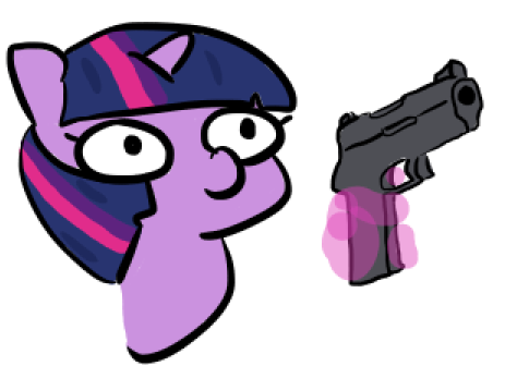 #3616738 - safe, artist:flutterchad, twilight sparkle, pony, g4, gun ...