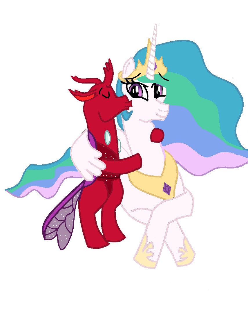 #3616746 - safe, artist:fearlescriss, princess celestia, oc, oc:criss the fearless, alicorn ...