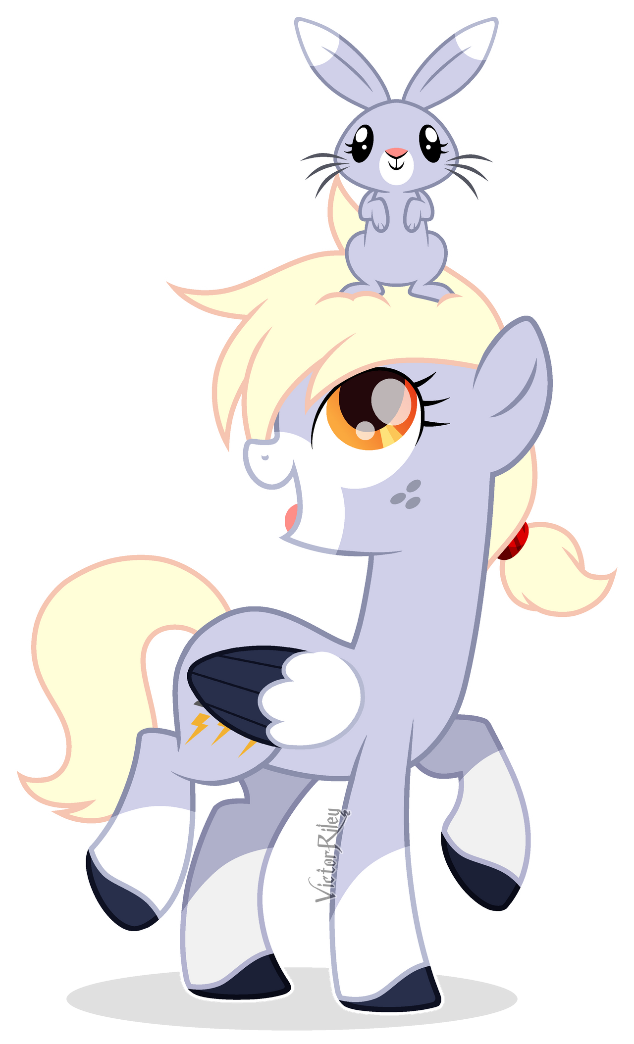 #3632892 - safe, artist:victorriley, derpy hooves, pony, rabbit, g4 ...