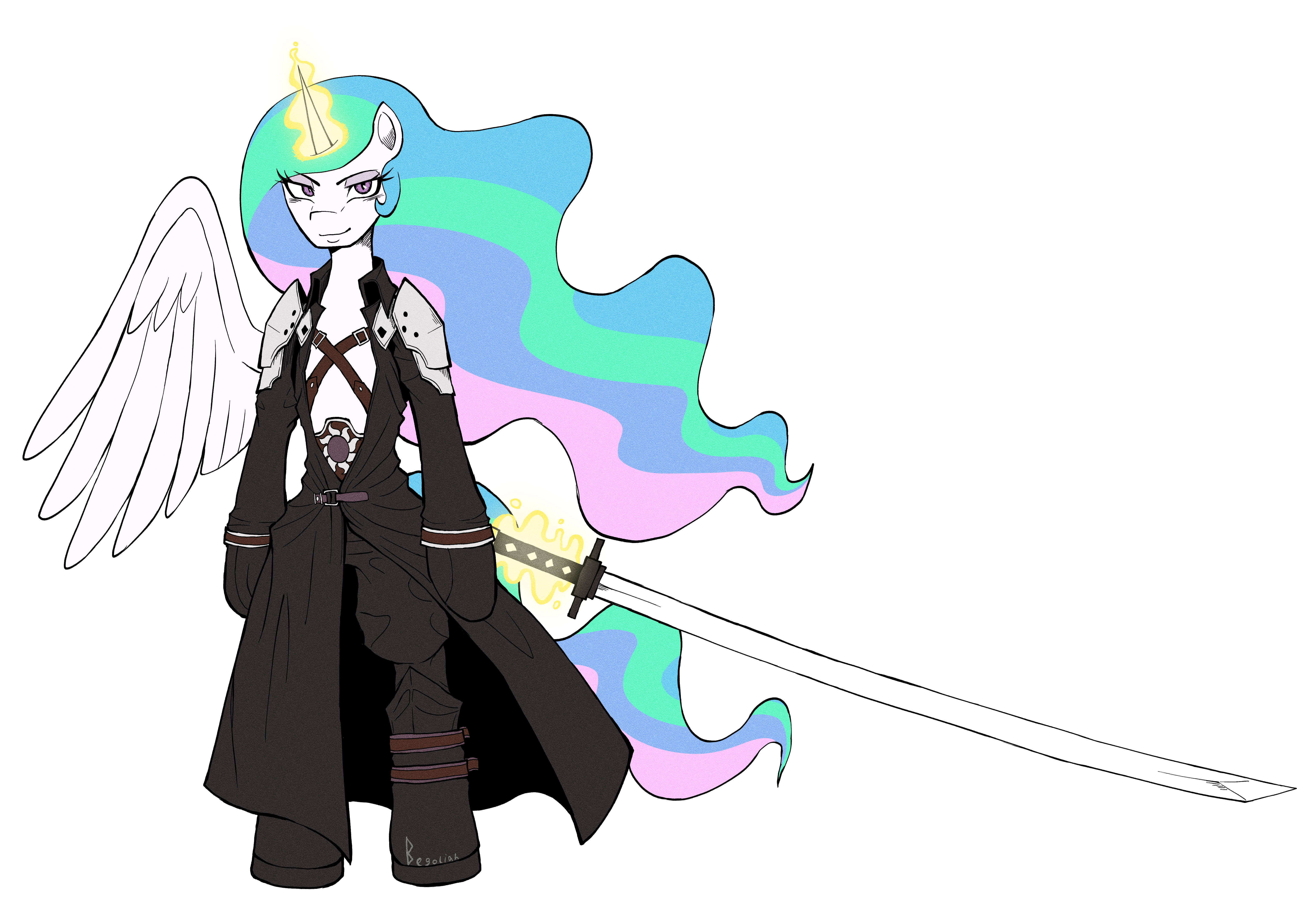 #3617613 - safe, artist:begoliah, princess celestia, alicorn, semi ...