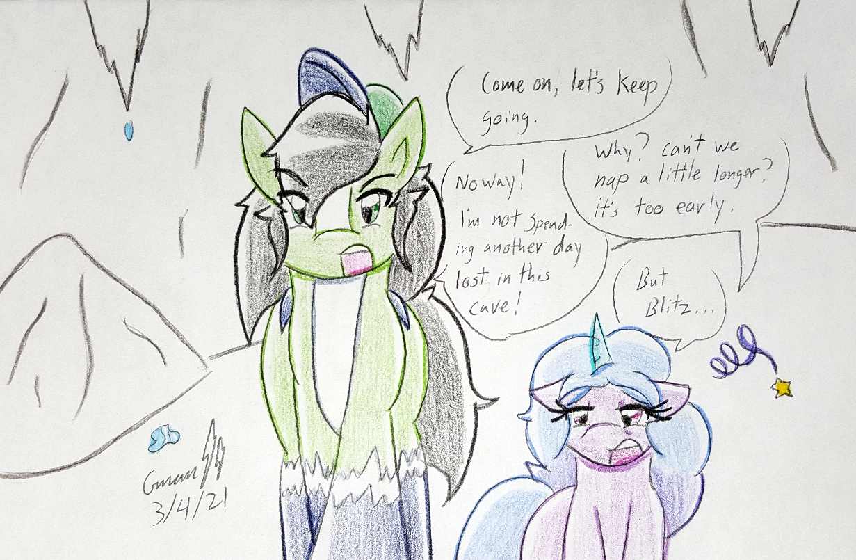 #3620055 - safe, artist:gmangamer25, izzy moonbow, oc, oc:blitz, earth pony, pony, unicorn ...