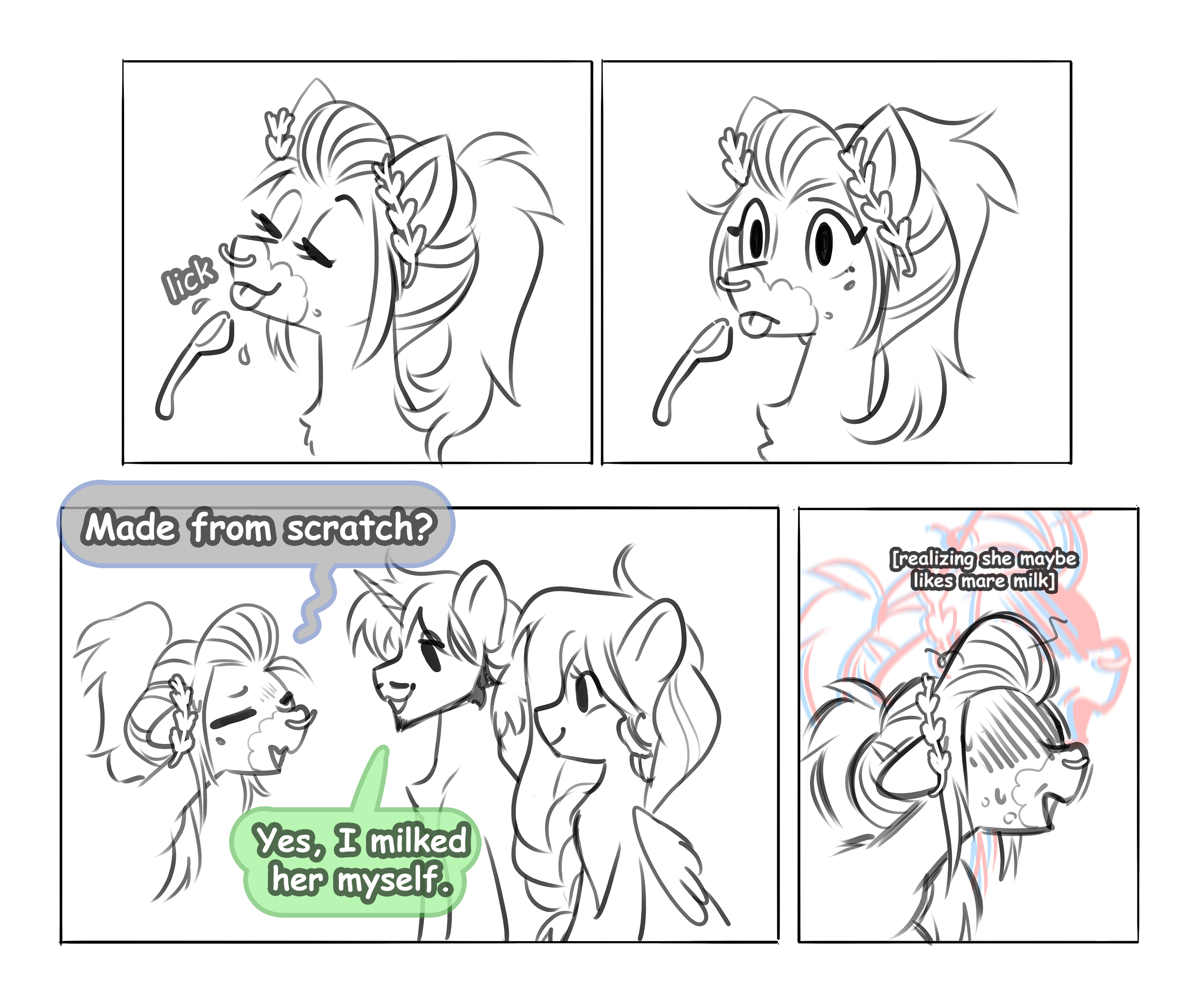 #3620237 - suggestive, artist:opalacorn, oc, oc only, oc:logic loop, oc:milk drop, oc:void, pony ...