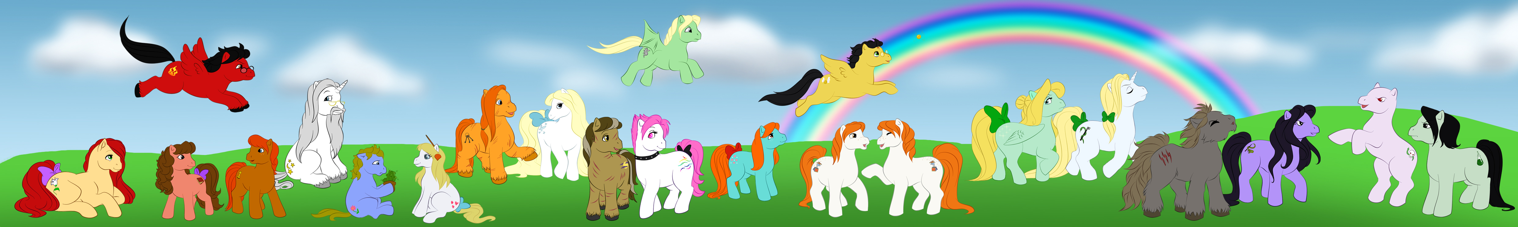 #3621067 - safe, artist:uppun, earth pony, pegasus, pony, unicorn, g1 ...