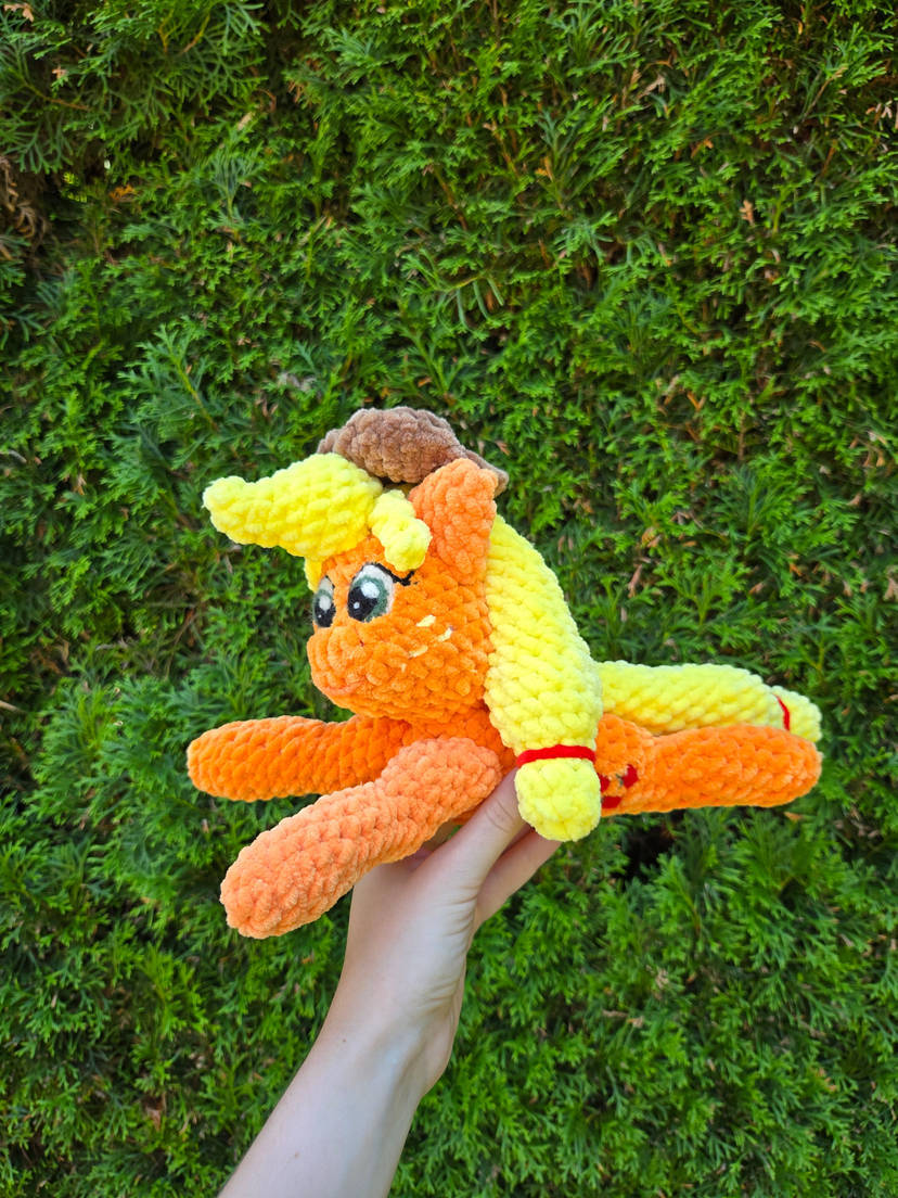 #3638951 - safe, artist:lumin0usflower, applejack, g4, crochet, grass ...