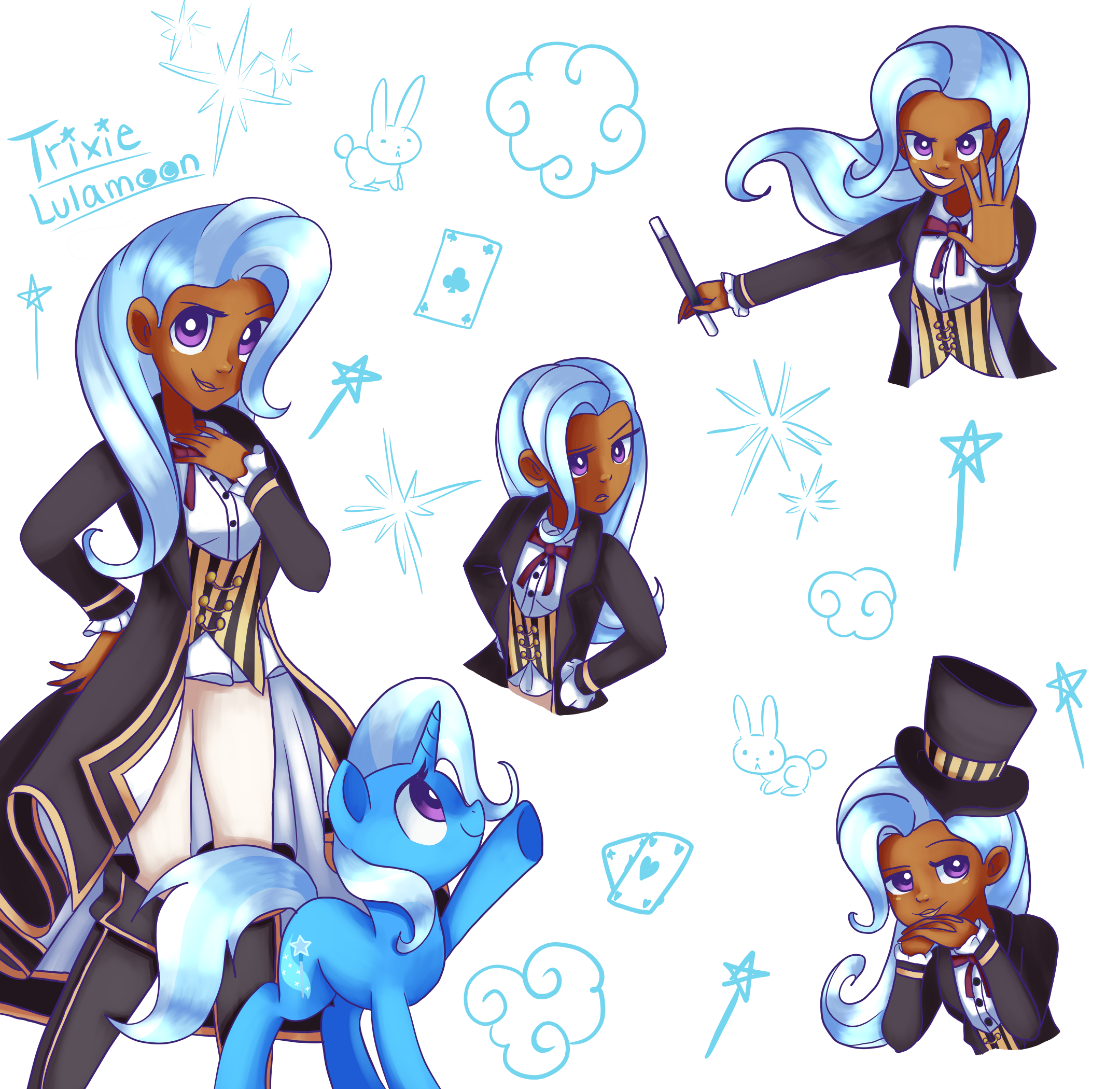 #3640937 - safe, artist:andromedasparkz, trixie, human, pony, unicorn ...