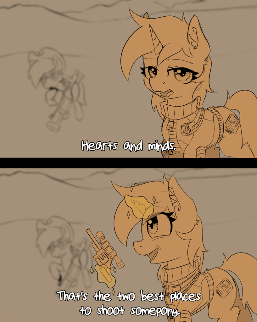 #3642096 - artist needed, safe, oc, oc only, oc:littlepip, pony, unicorn, fallout equestria, 2 ...