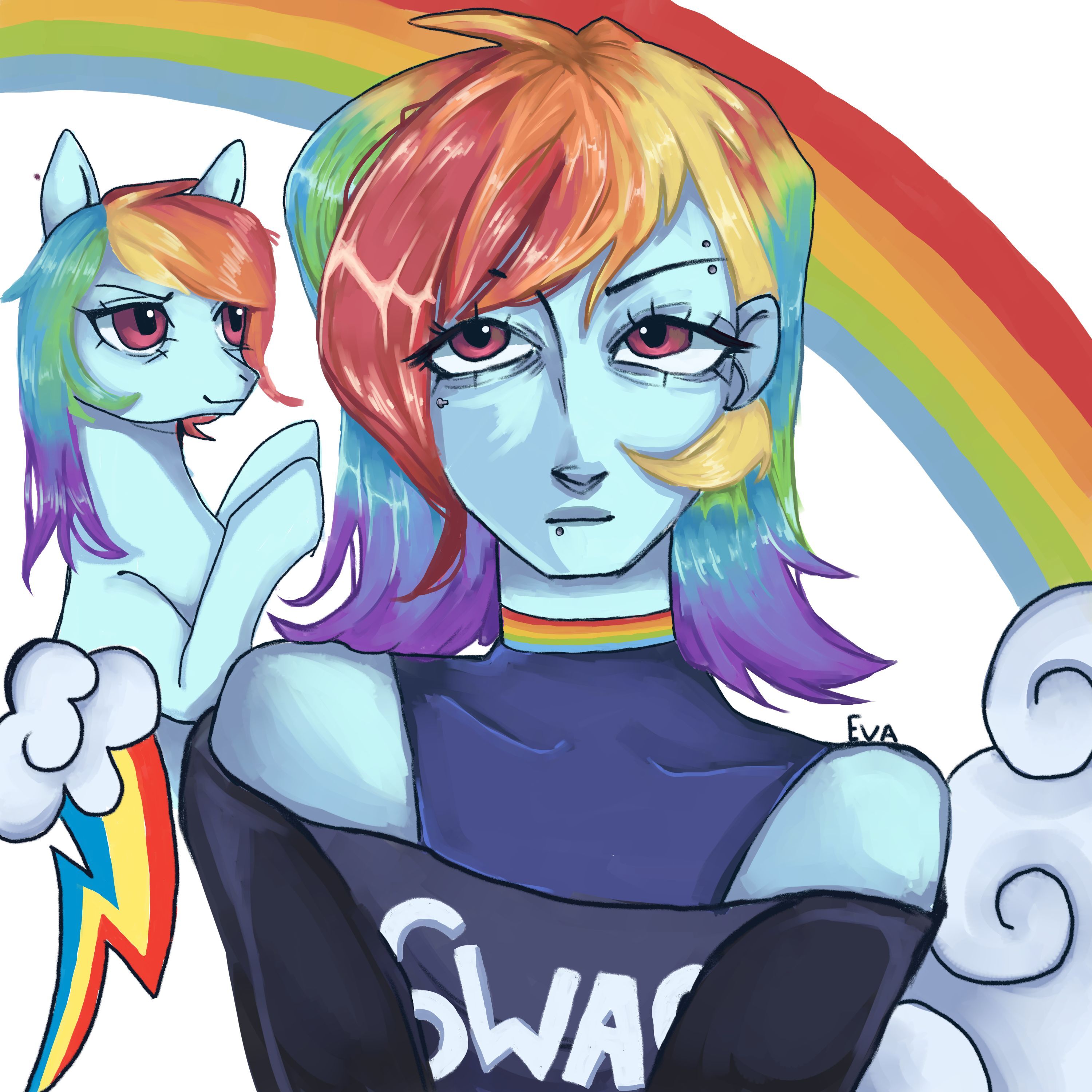 #3643590 - safe, artist:dou1eur, rainbow dash, human, pegasus, pony, g4 ...