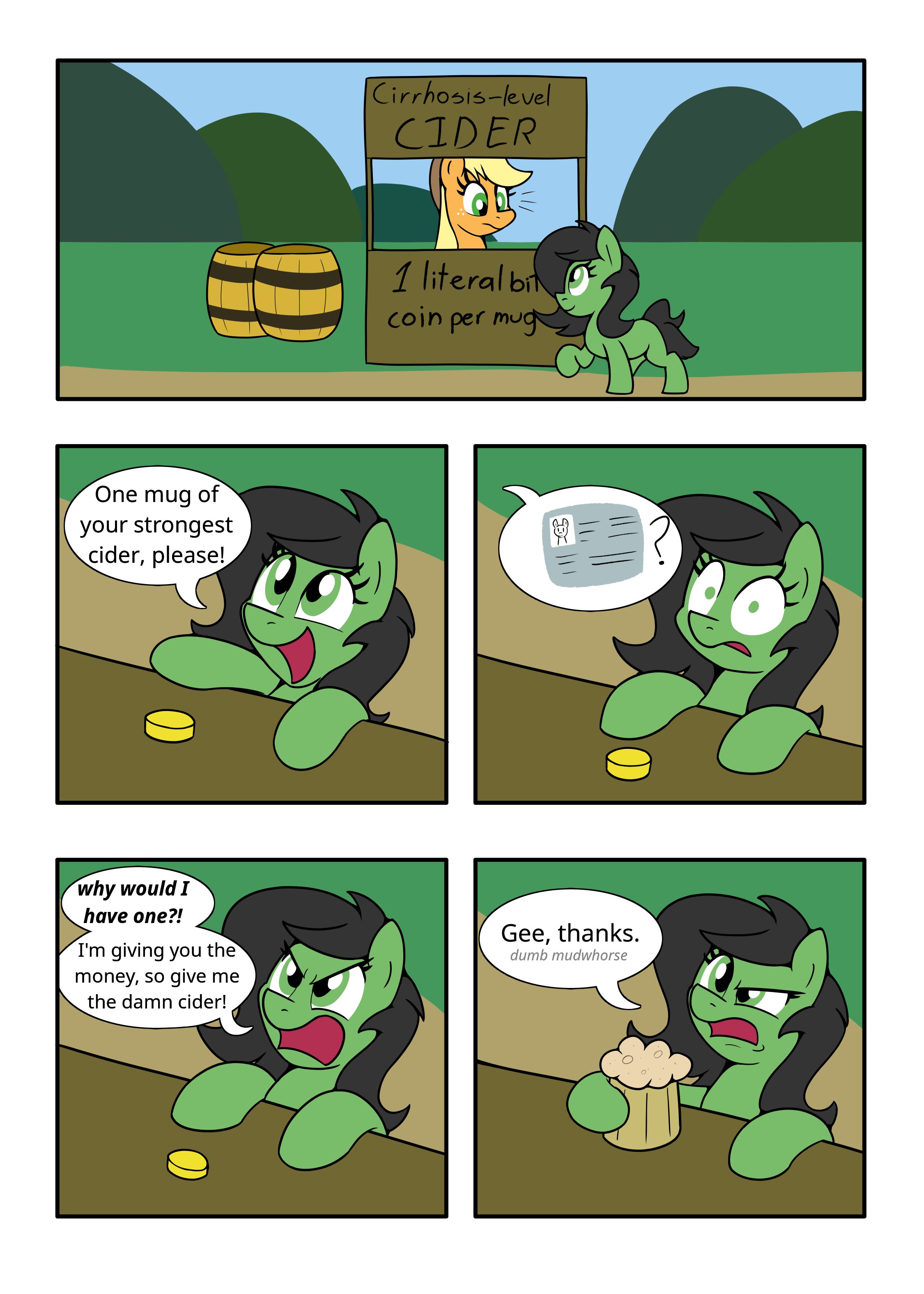 #3649754 - safe, artist:unitxxvii, applejack, oc, oc:filly anon, earth ...