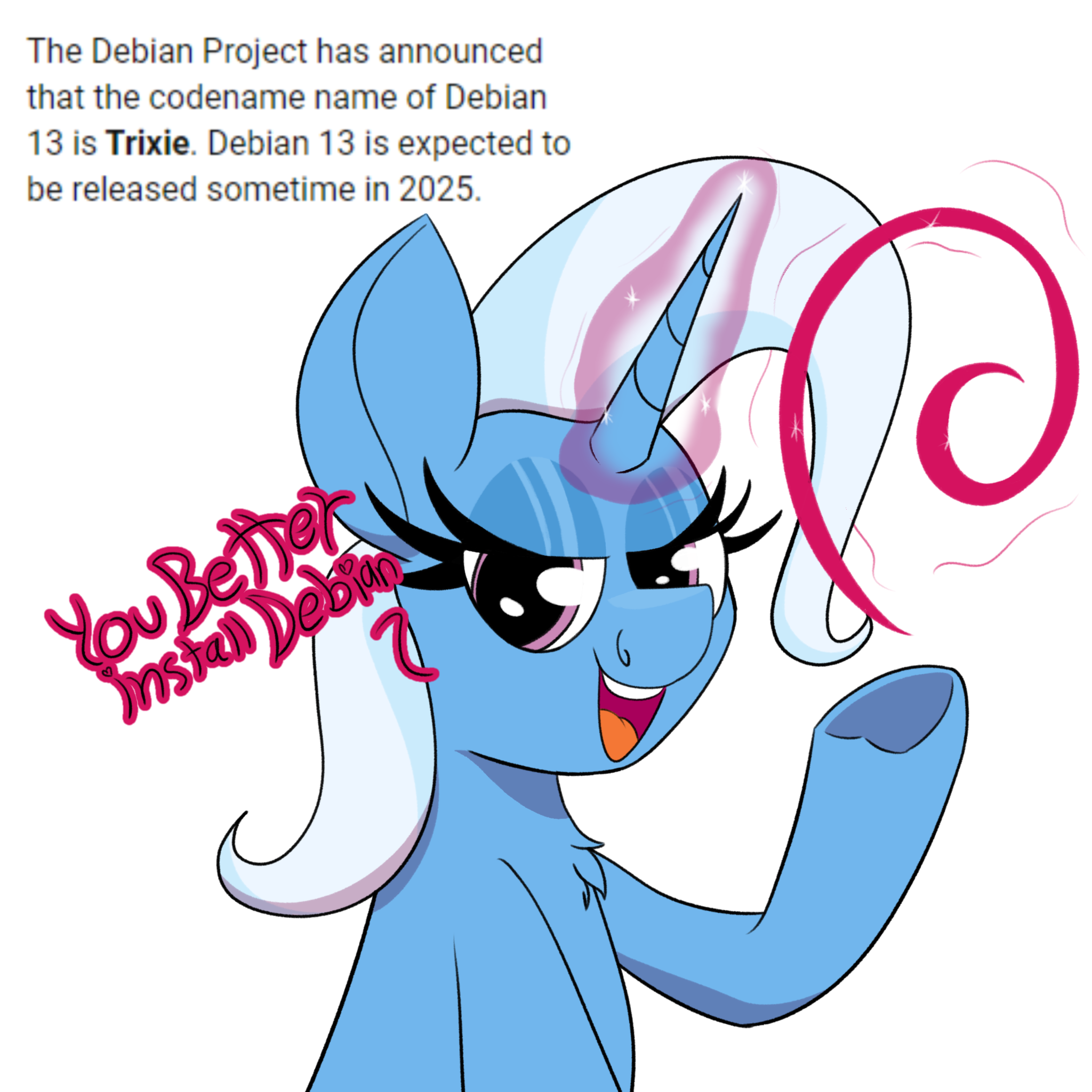 #3656948 - safe, artist:xppp1n, trixie, pony, unicorn, g4, blue mane, chest fluff, debian ...