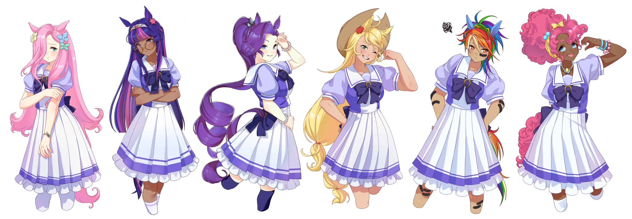 #3665083 - safe, artist:jorii_l33, applejack, fluttershy, pinkie pie ...