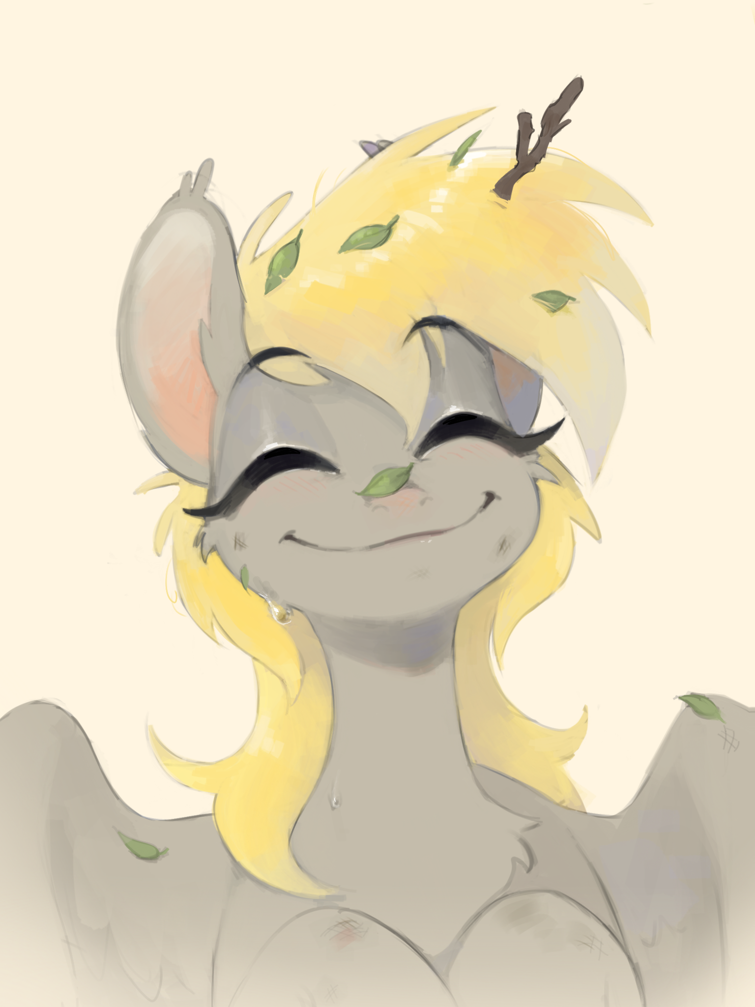 #3679223 - safe, artist:unclechai, derpy hooves, pegasus, pony, g4, cute, dirty, eyes closed ...