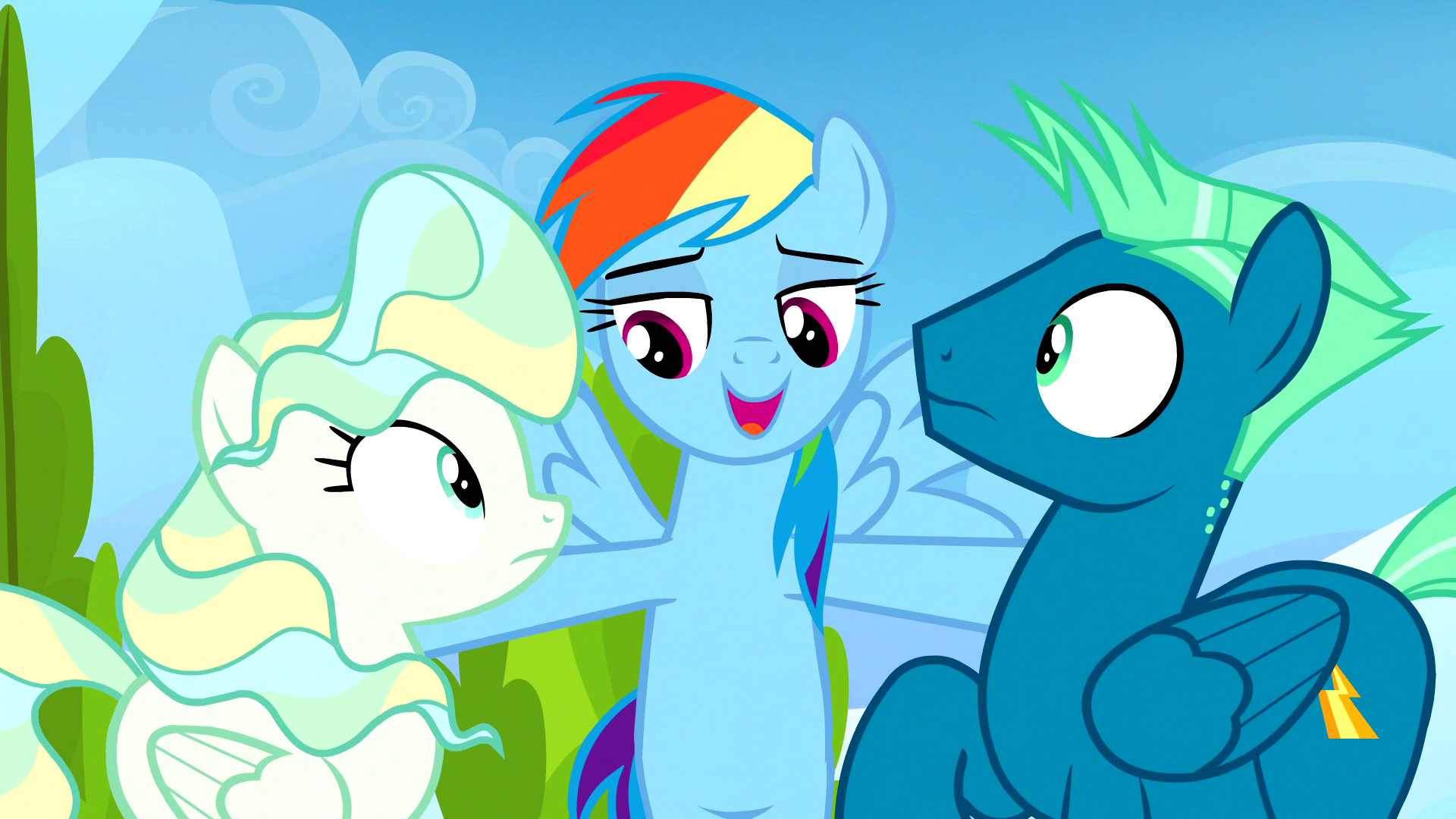 #3673303 - safe, screencap, rainbow dash, sky stinger, vapor trail ...