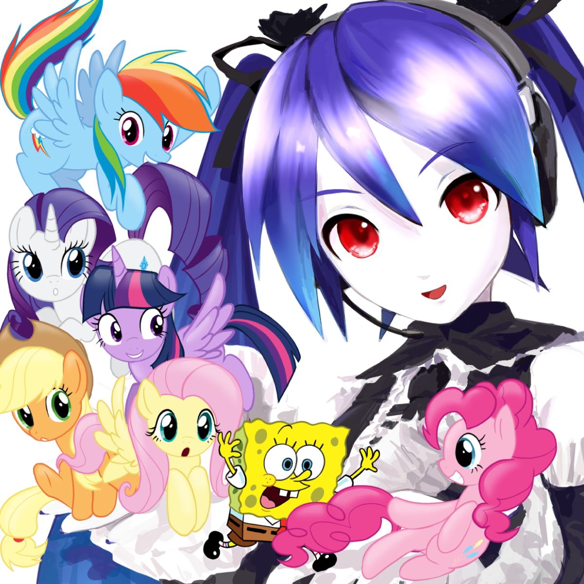 #3783736 - safe, artist:lottie, applejack, fluttershy, pinkie pie ...