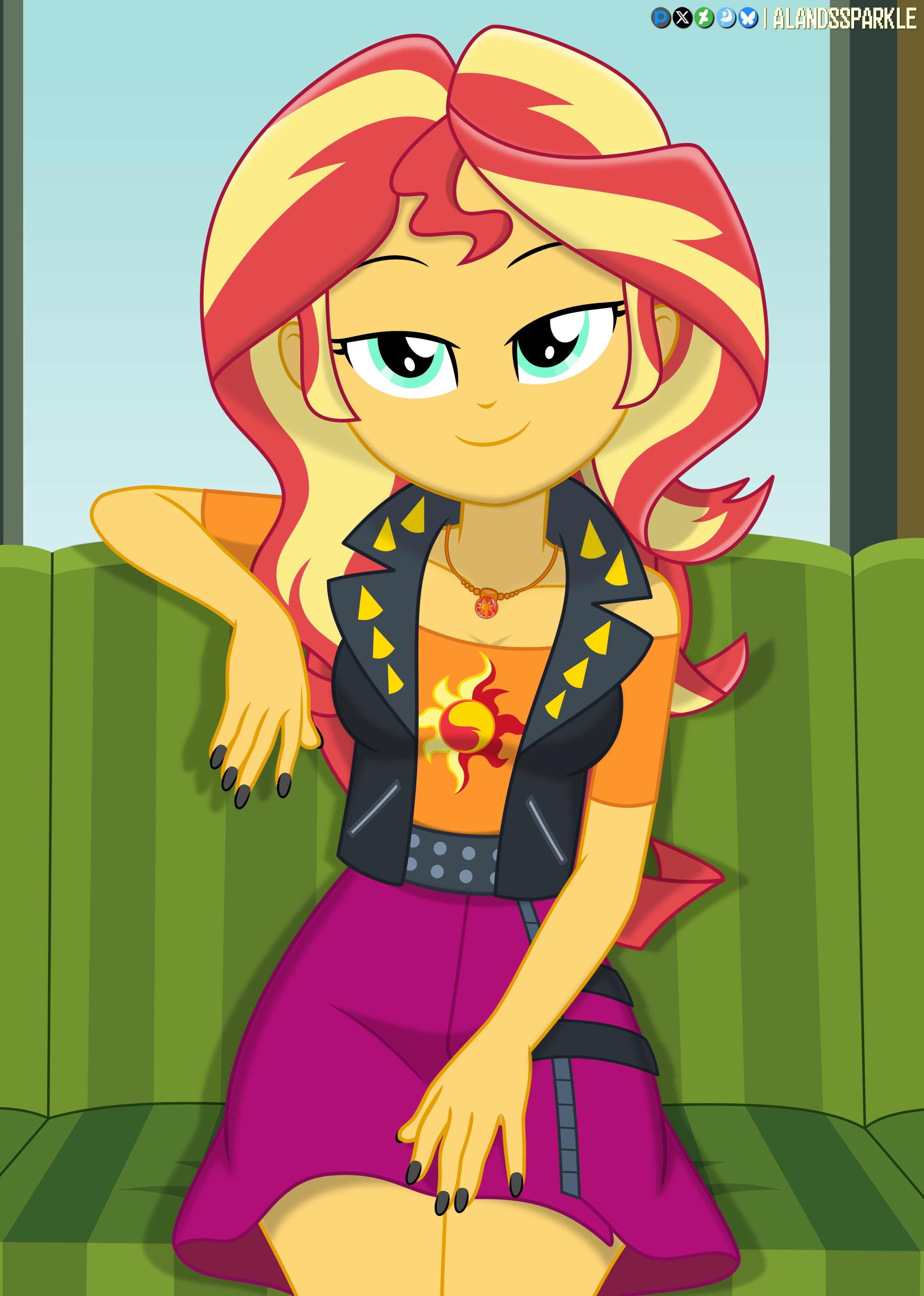 #3817734 - safe, artist:alandssparkle, sunset shimmer, human, equestria ...