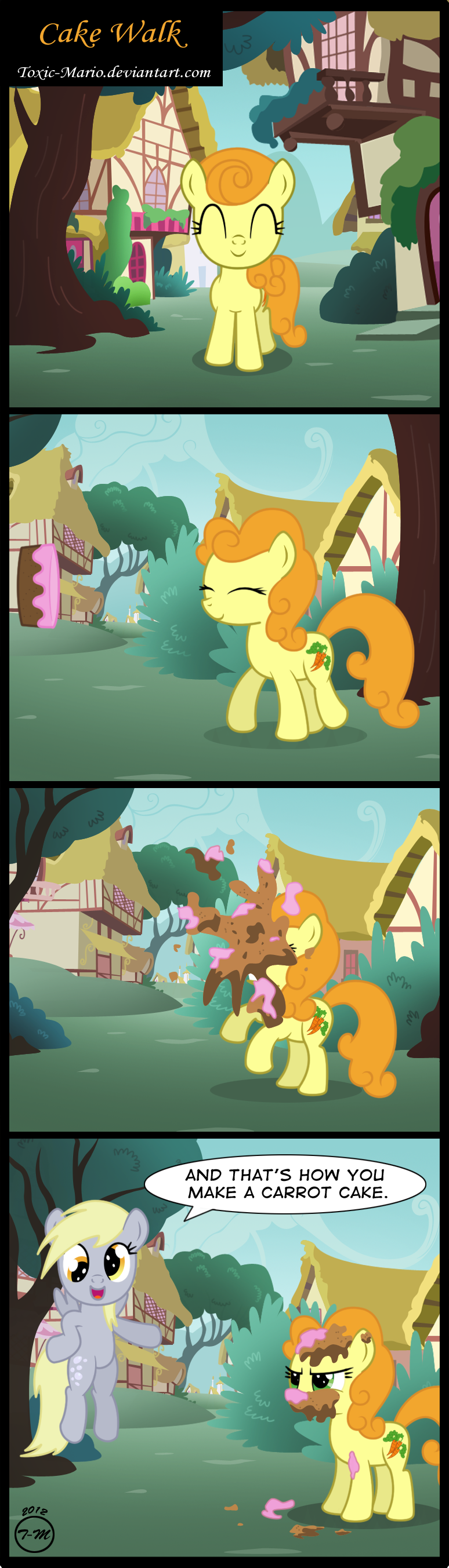 #127115 - safe, artist:toxic-mario, carrot top, derpy hooves, golden ...