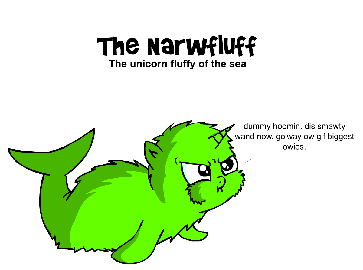 #154011 - safe, artist:peanutbutter, fluffy pony, narwhal, narfluff ...