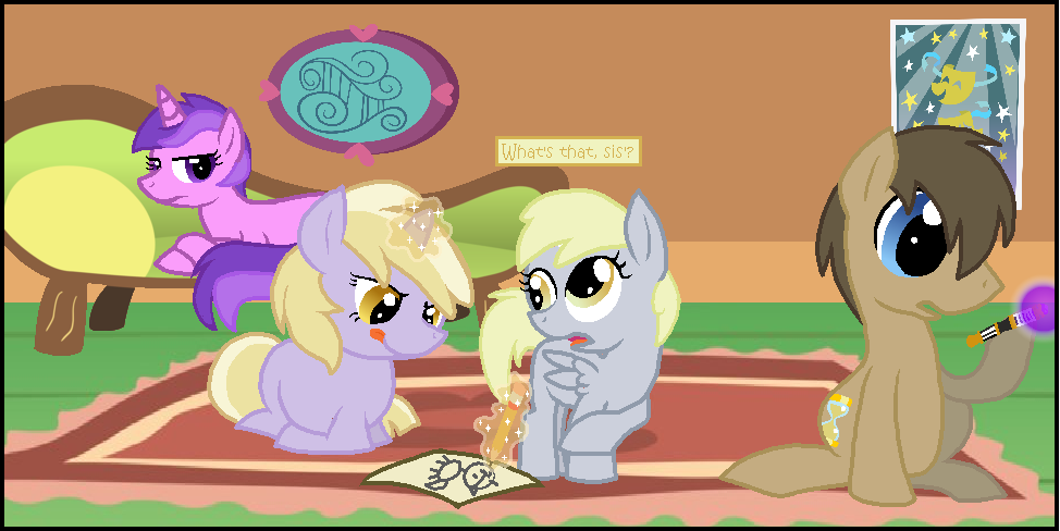 #143612 - safe, artist:starryoak, amethyst star, derpy hooves, dinky ...