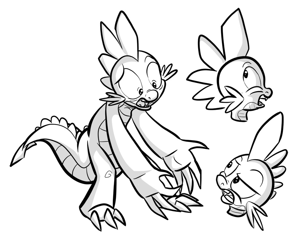 #146832 - safe, artist:secoh2000, spike, dragon, g4, black and white ...