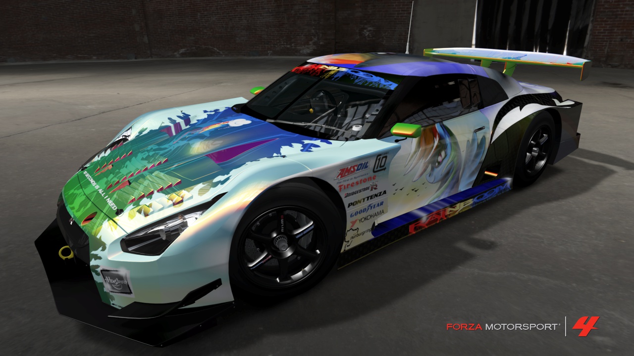 #179022 - safe, rainbow dash, car, forza motorsport 4, itasha, nissan ...