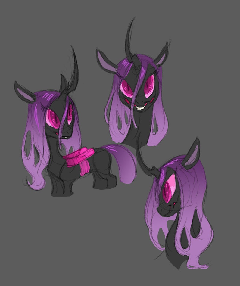 #180645 - safe, artist:carnifex, oc, oc only, oc:miasma, changeling, changeling queen, bust ...