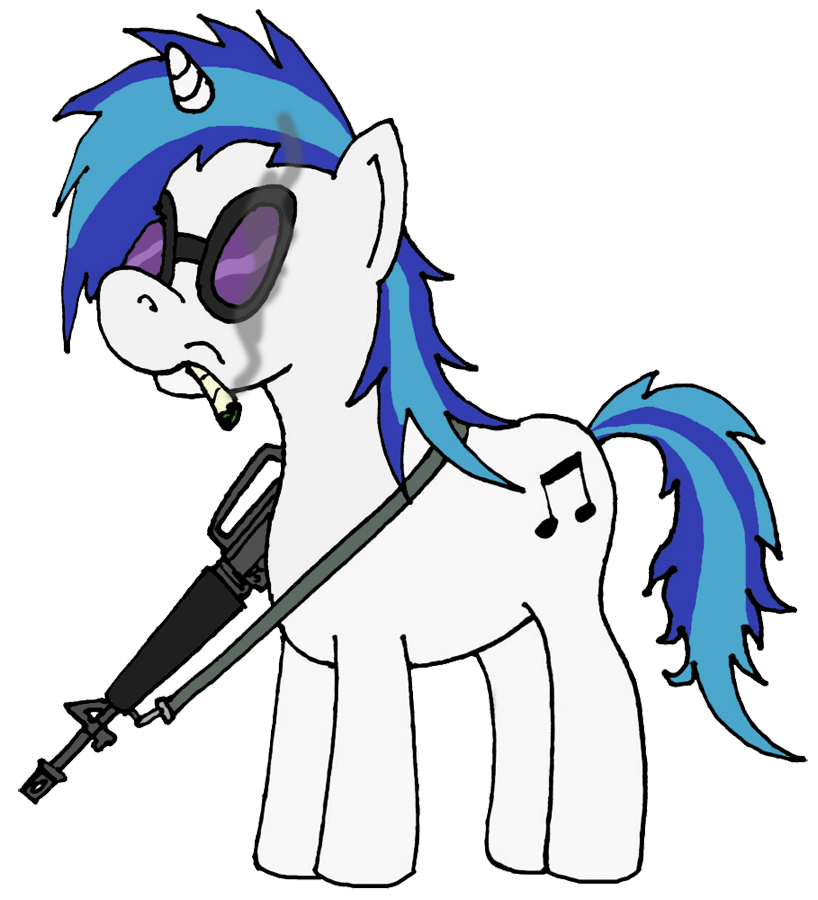#182918 - safe, dj pon-3, vinyl scratch, drugs, gun, joint - Derpibooru