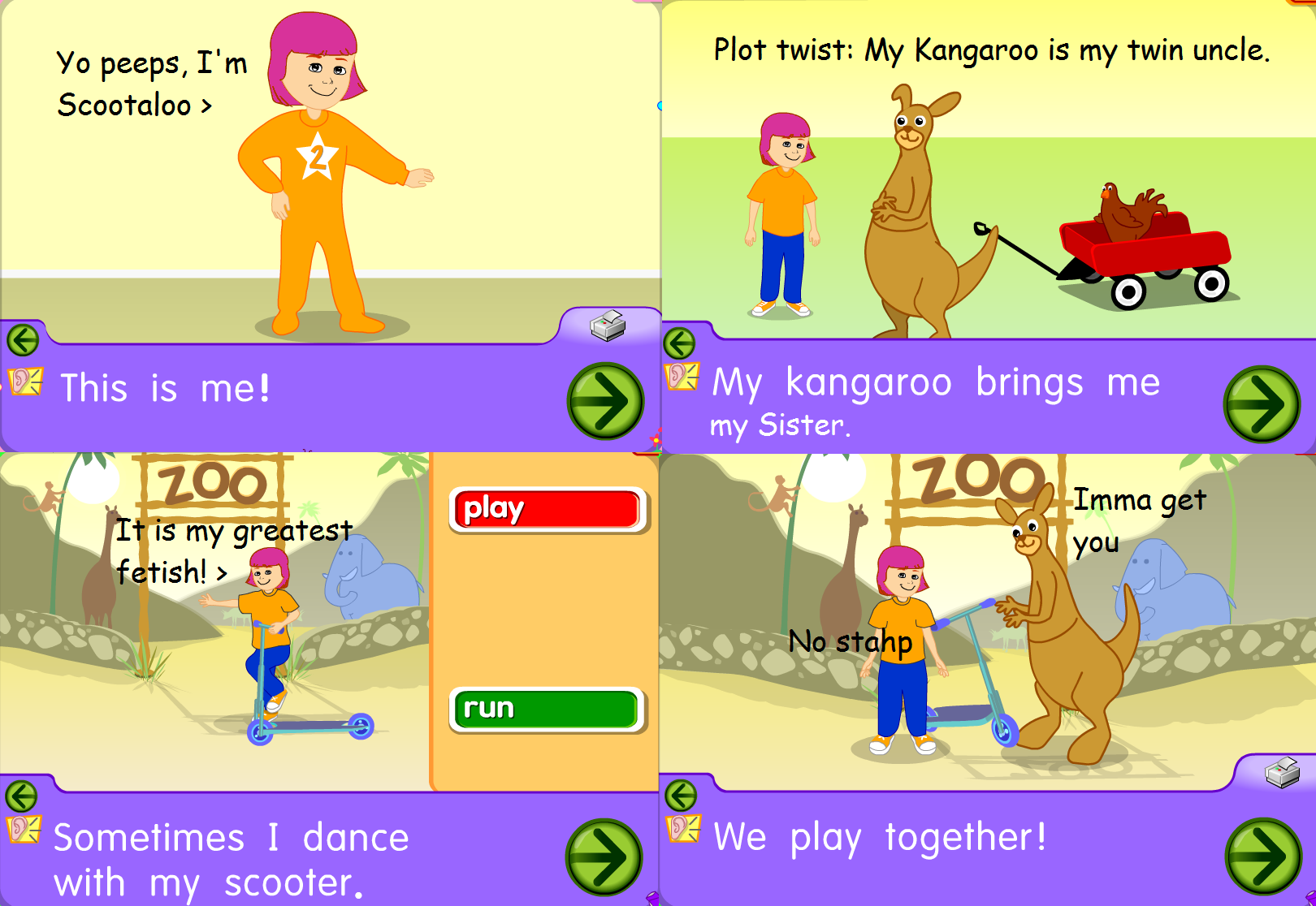 #191934 - safe, scootaloo, chicken, human, kangaroo, barely pony ...