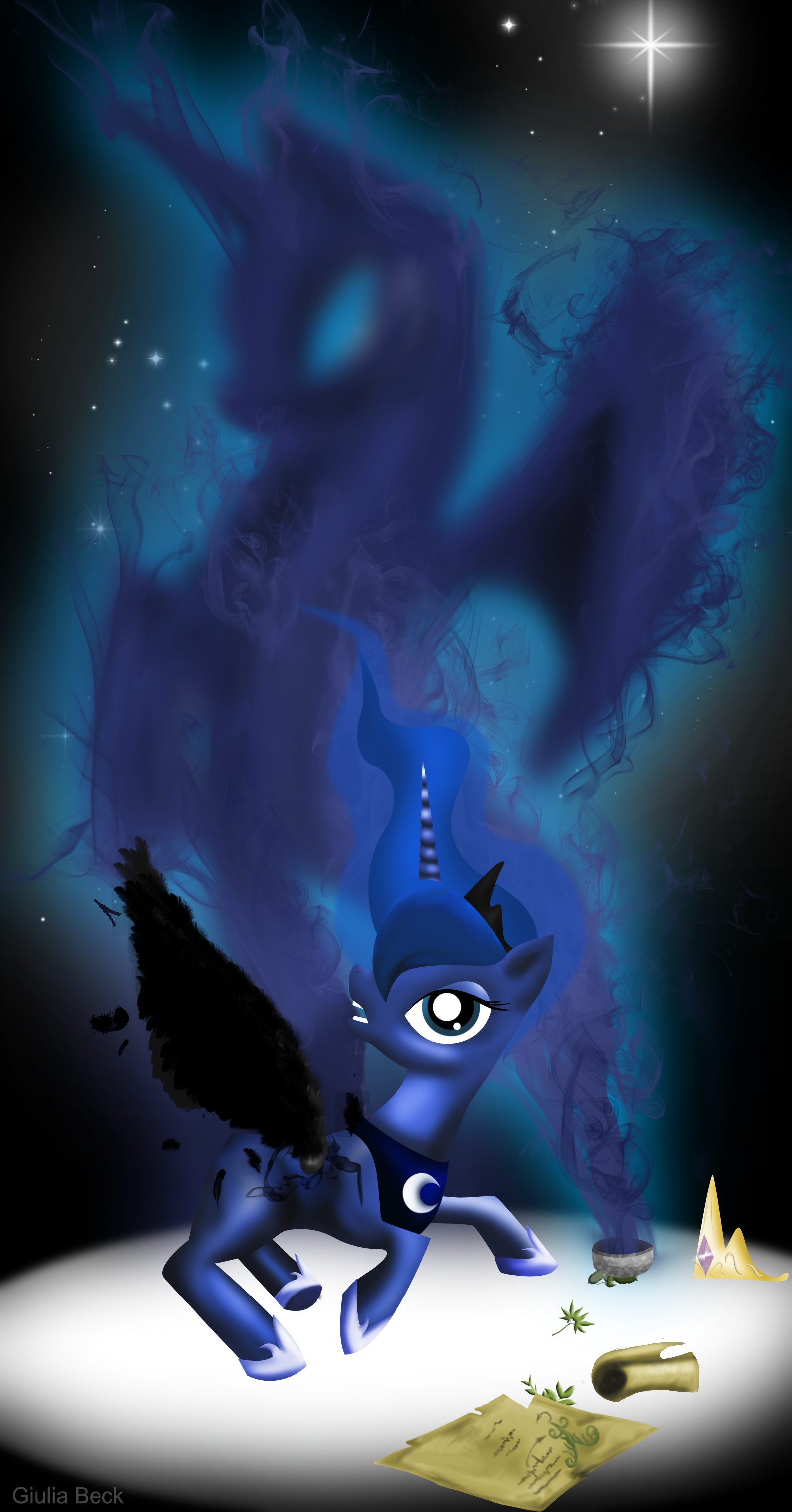 #5078 - alicorn, artist:giuliabeck, female, mare, nightmare moon, pony ...